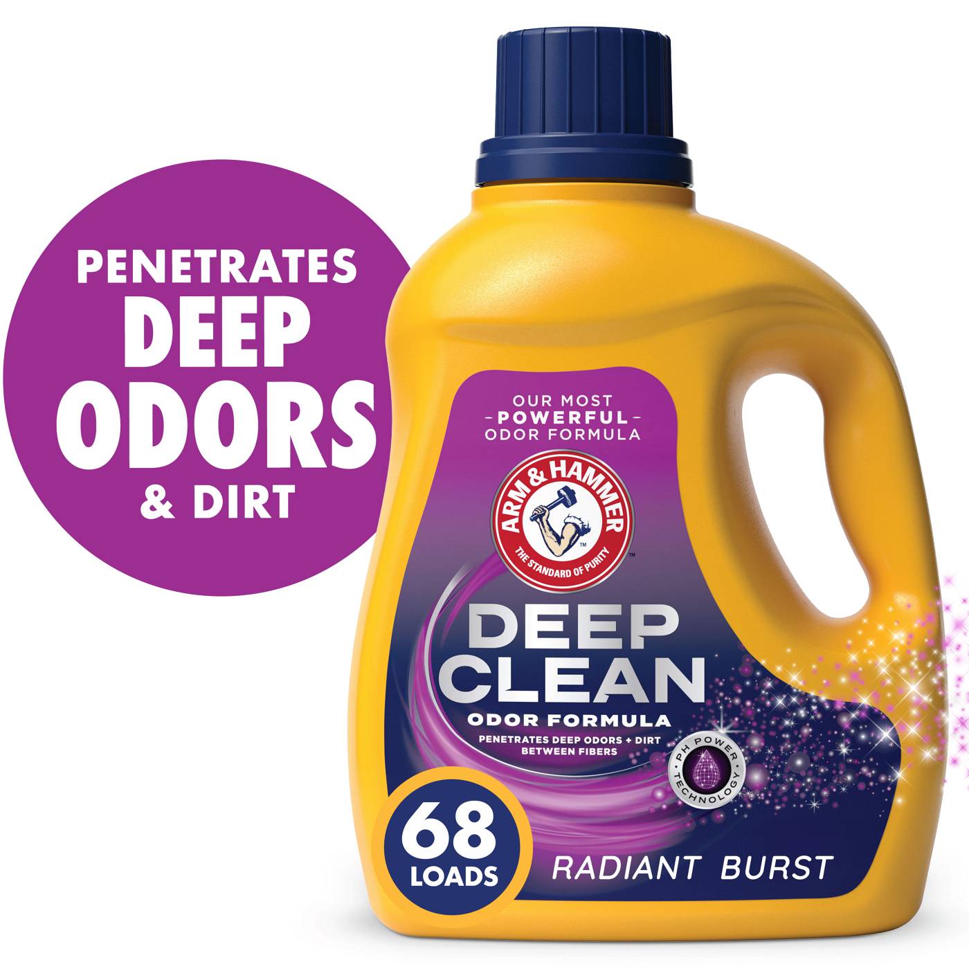 Arm & Hammer Deep Clean Odor HE Liquid Laundry Detergent, 68 Loads ...