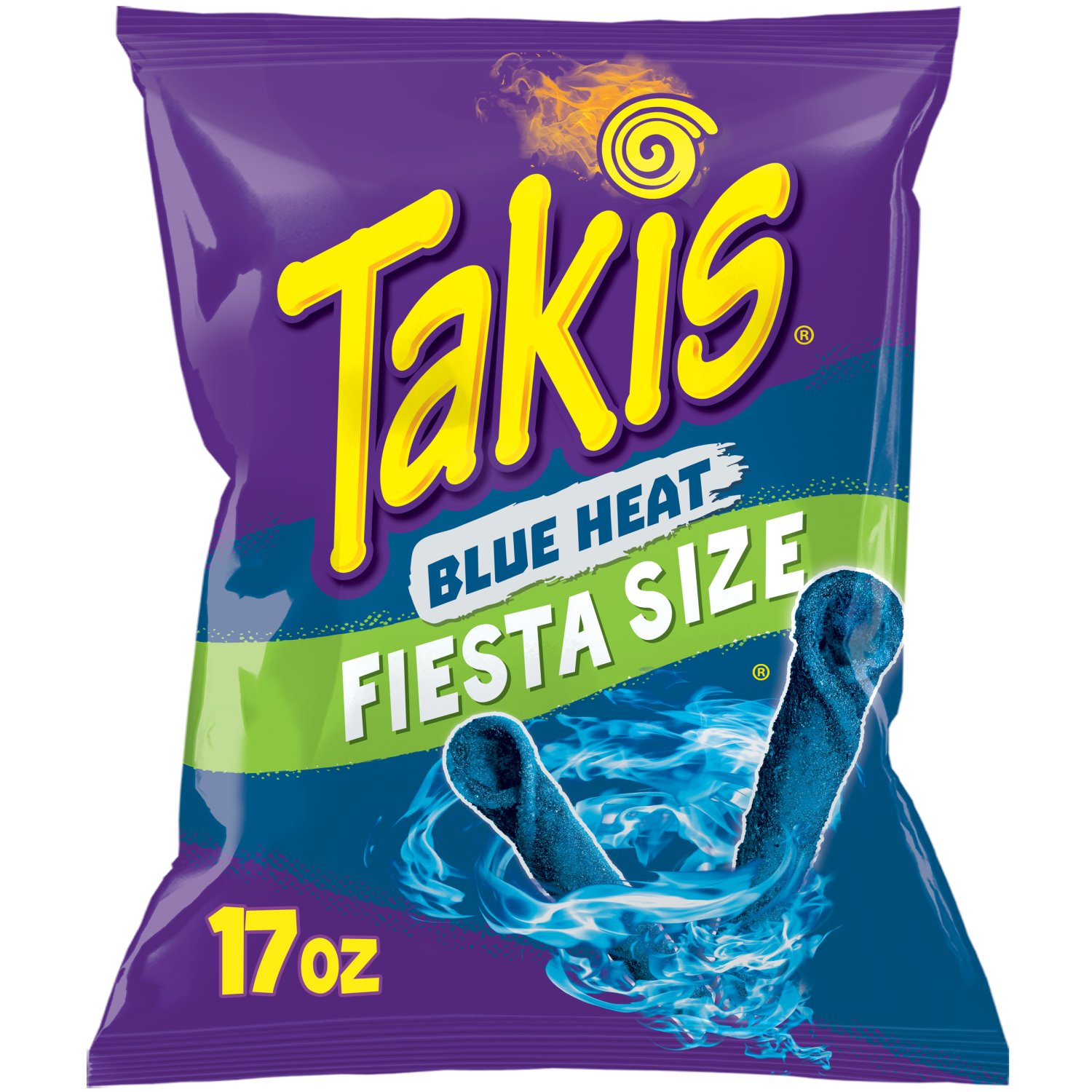Takis Blue Heat Hot Chili Pepper Rolled Tortilla Chips Fiesta Size Bag ...