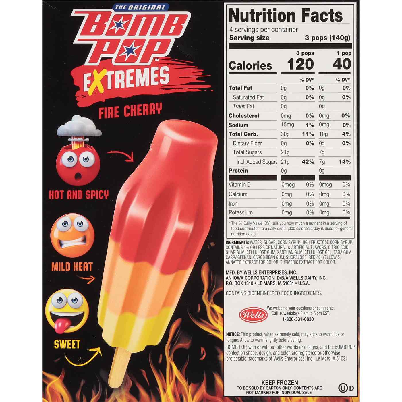 Bomb Pop Extremes Fire Cherry Ice Pops - Shop Bars & pops at H-E-B