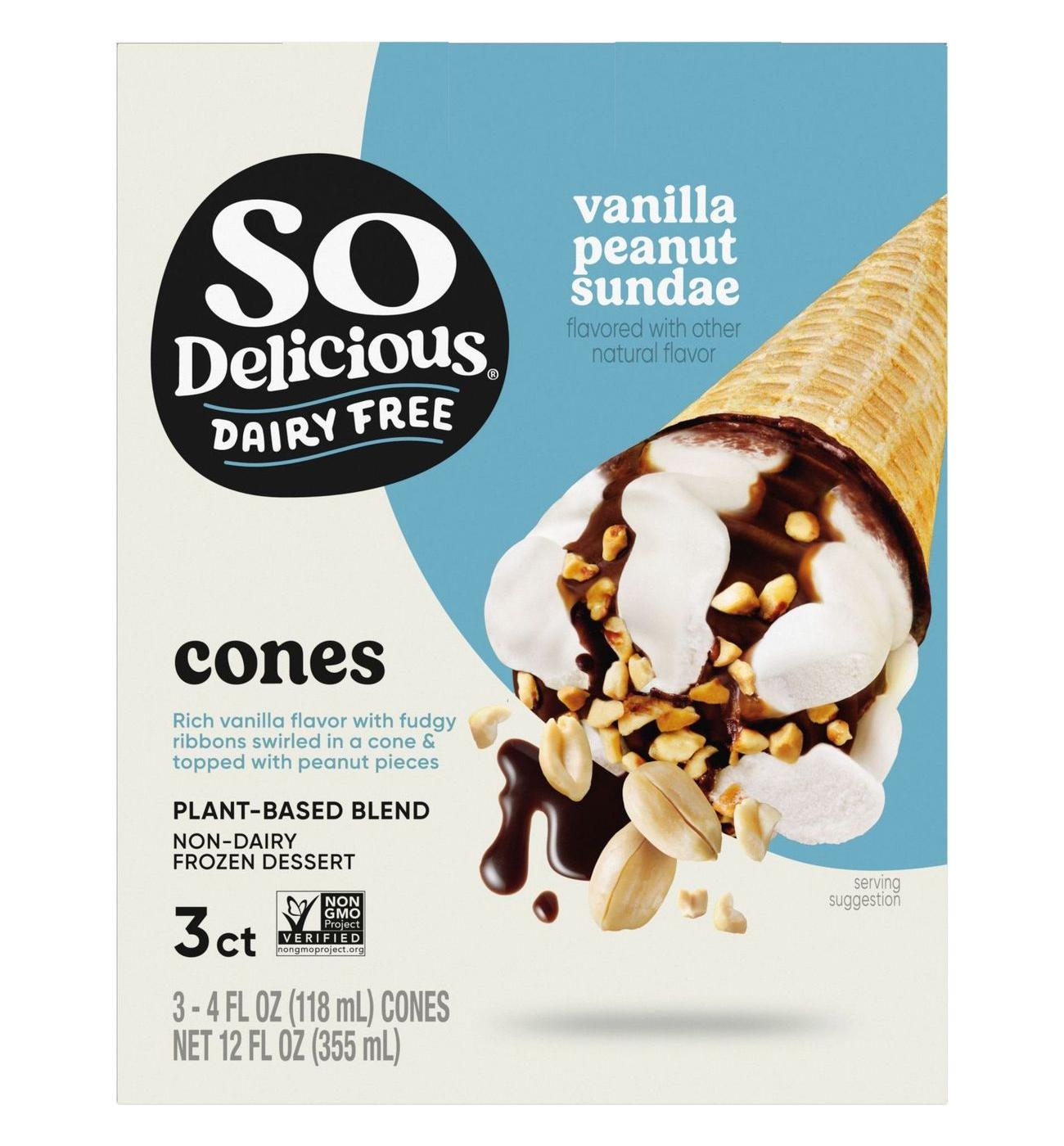 So Delicious Wondermilk Vanilla Peanut Sundae Dairy Free Dessert Cones ...