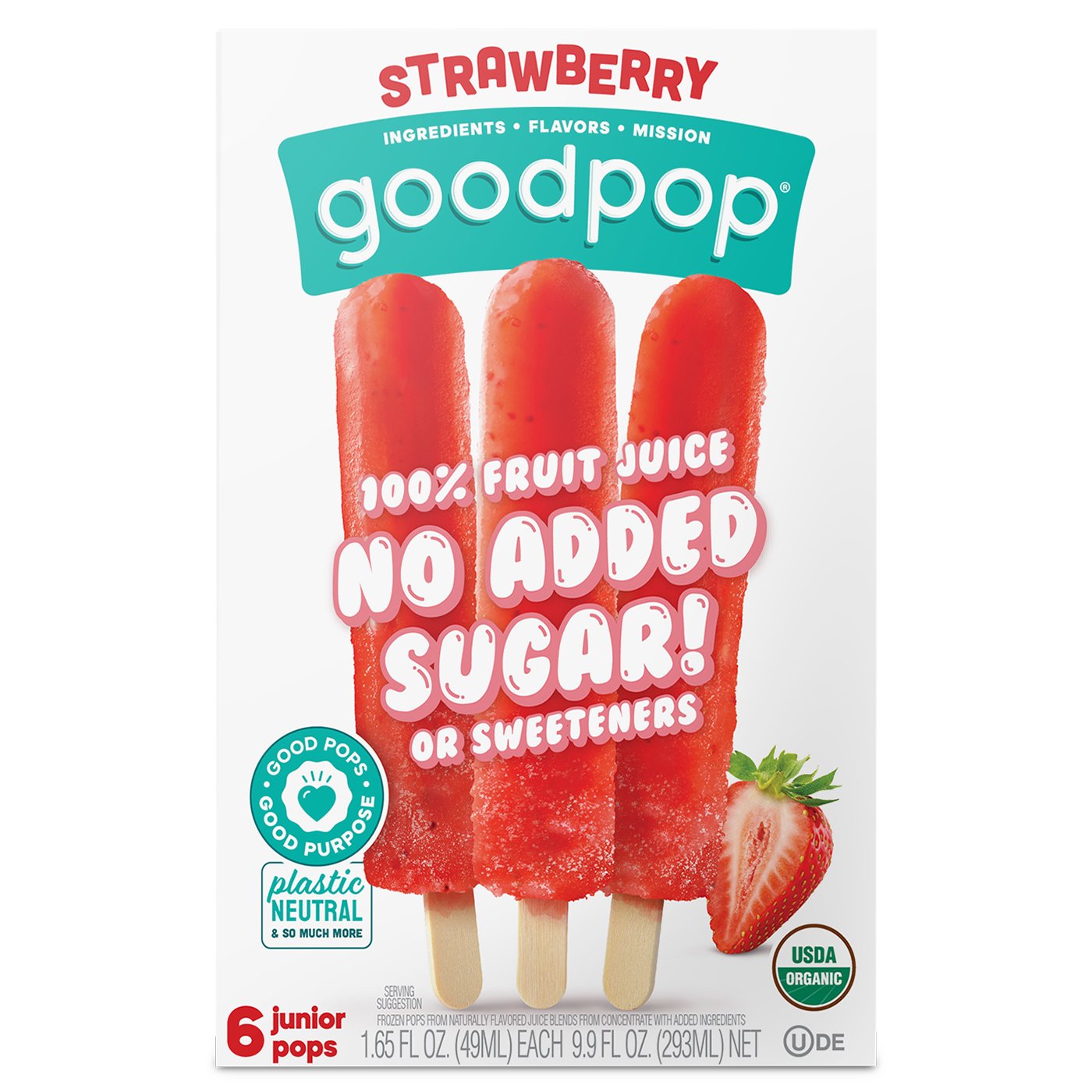 GoodPop No Added Sugar Strawberry Junior Pops - Shop Bars & pops at H-E-B