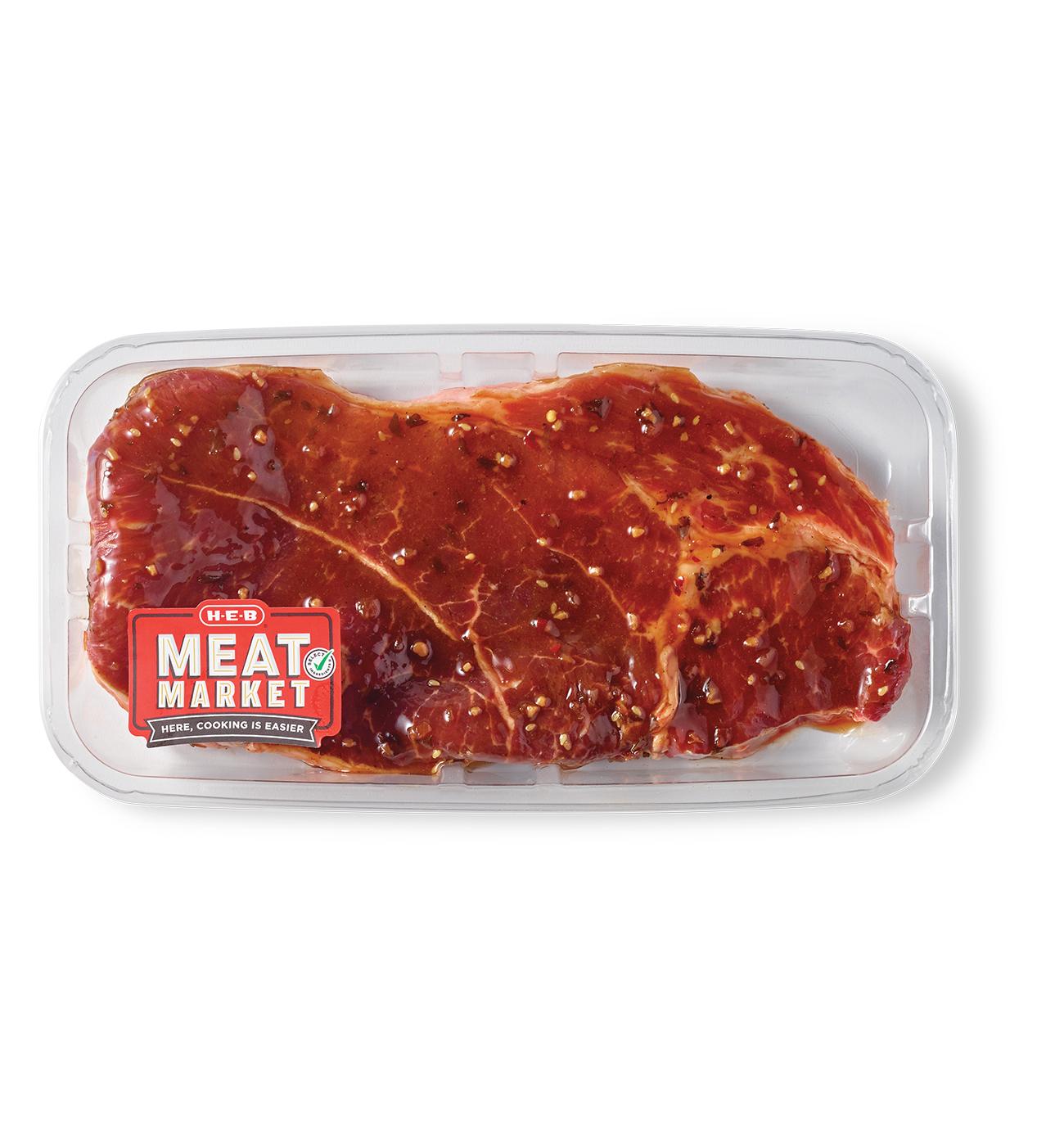 H-E-B Meat Market Marinated Boneless Beef Shoulder Steak - Korean BBQ ...