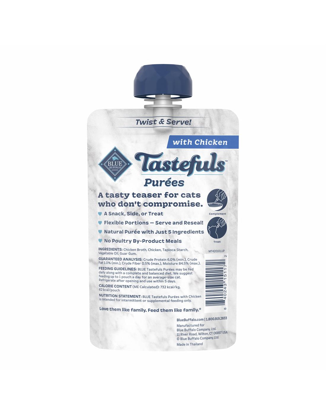 Blue Buffalo Tastefuls Purees Chicken Wet Cat Food Complement - Shop ...