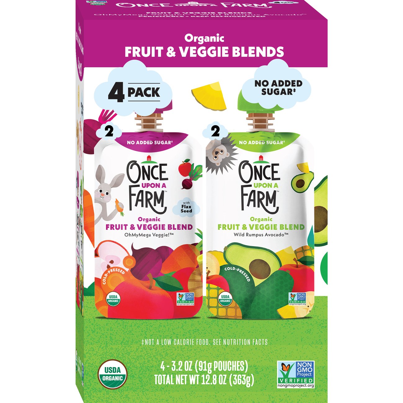 Once Upon a Farm Organic Fruit & Veggie Blends 4 pk Pouches - Shop ...