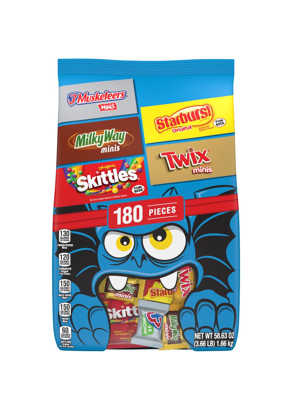 3 Musketeers, Milky Way, Starburst, Skittles & Twix Assorted Fun Size ...