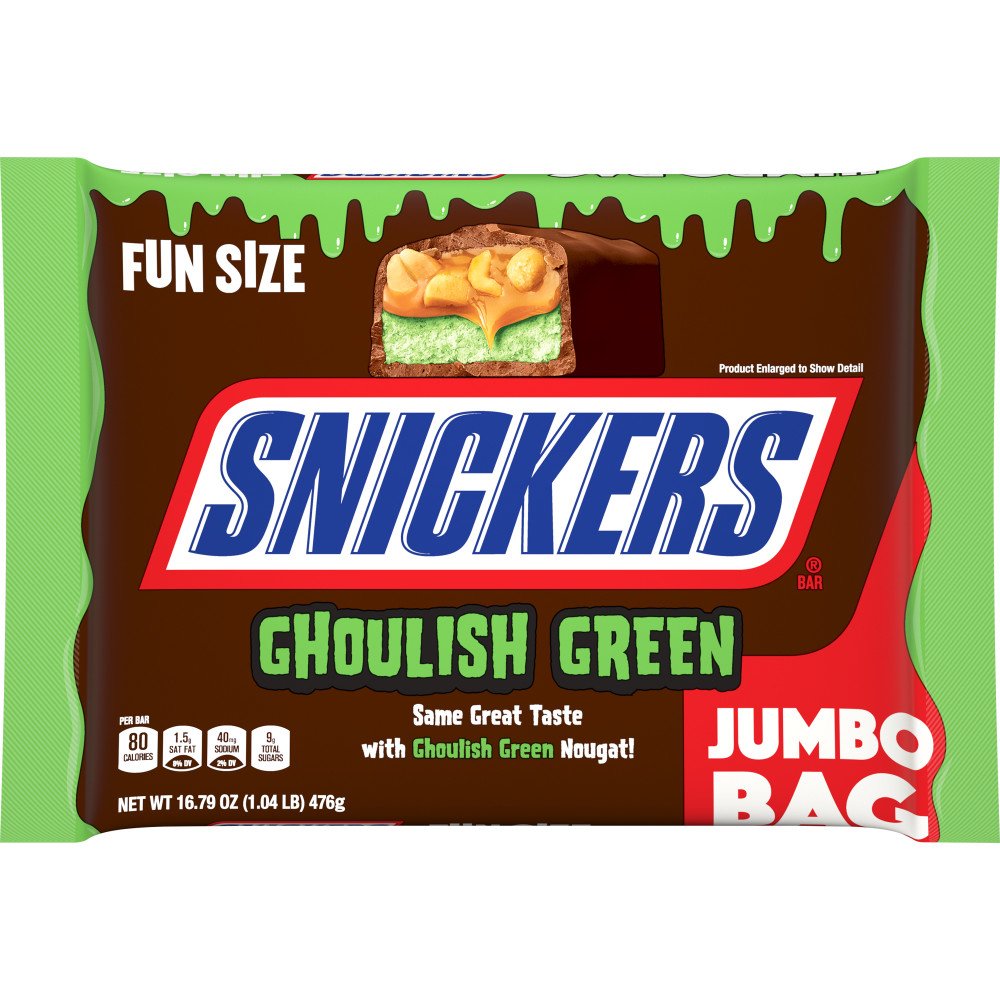 Snickers Ghoulish Green Milk Chocolate Halloween Candy Bars - Shop ...