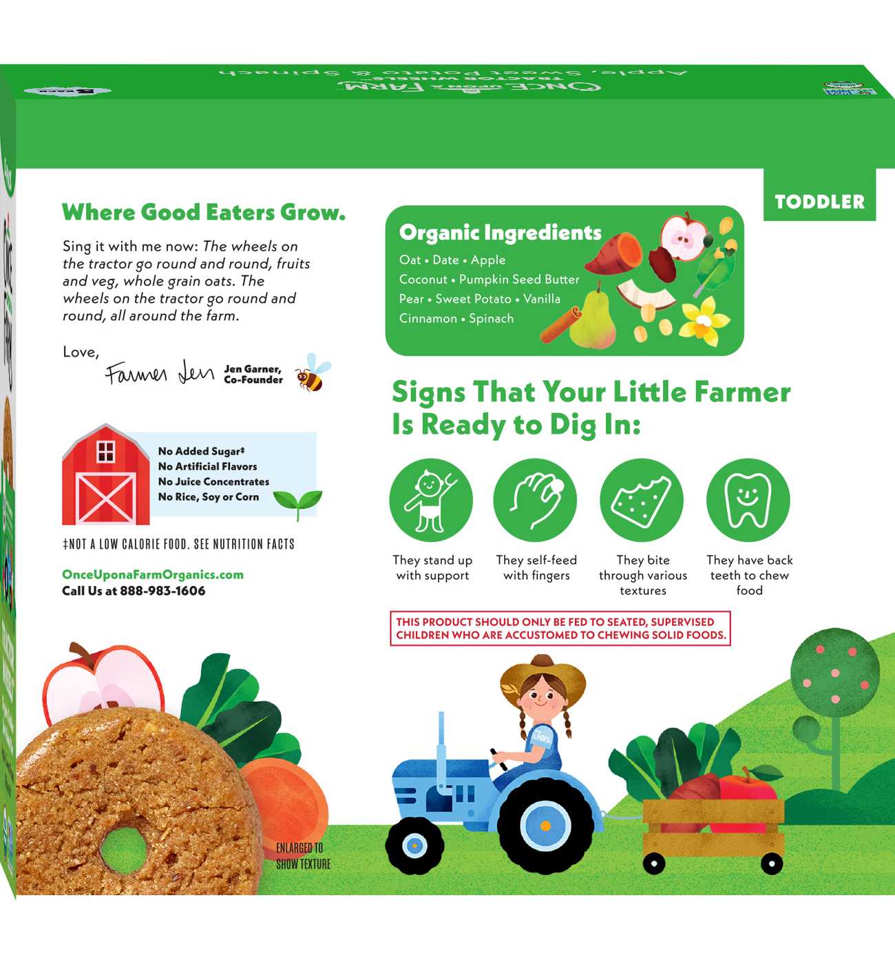 Once Upon a Farm Tractor Wheels Organic Toddler Soft-Baked Bar - Apple ...