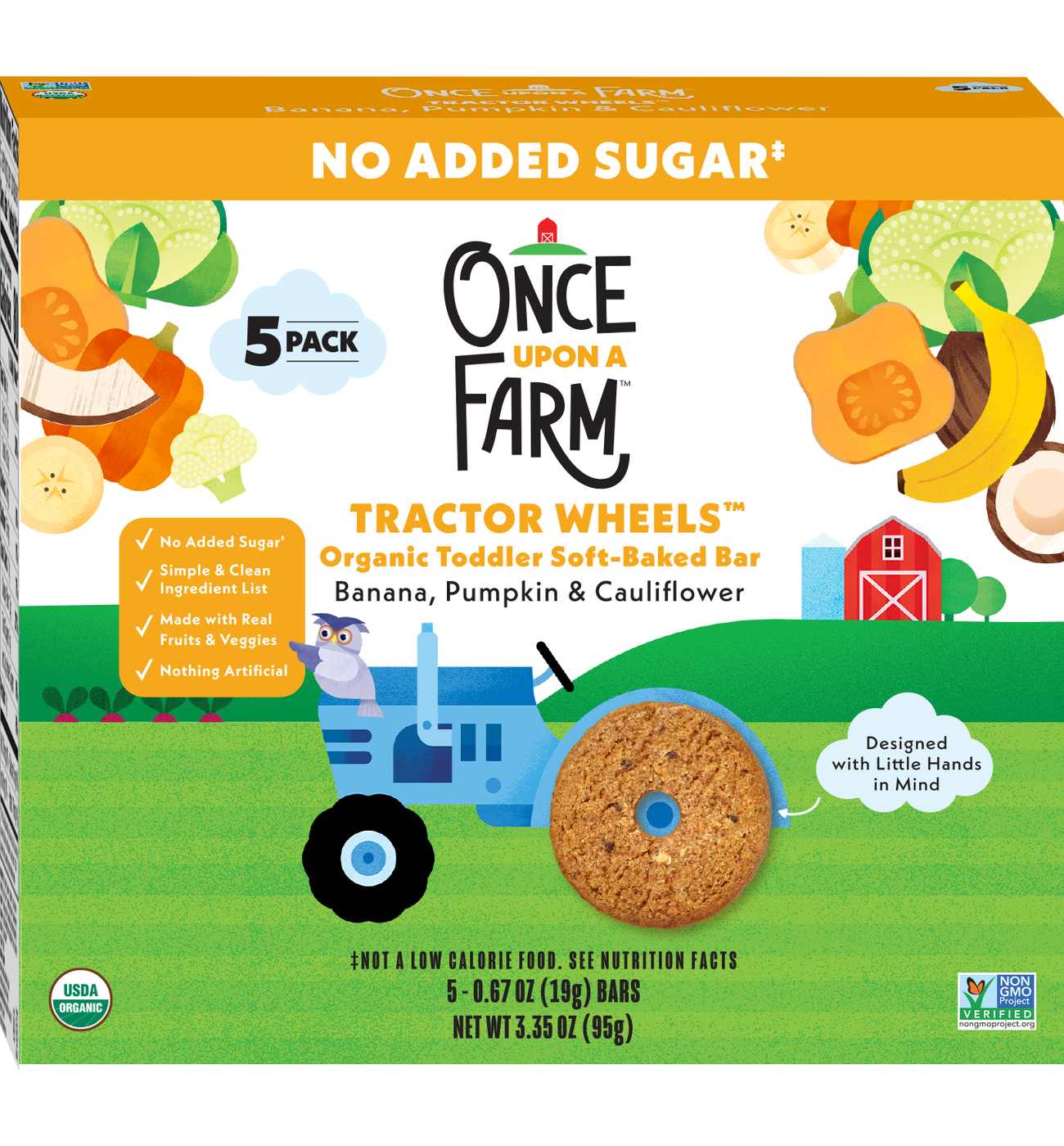 Once Upon a Farm Tractor Wheels Organic Toddler Soft-Baked Bar - Banana ...