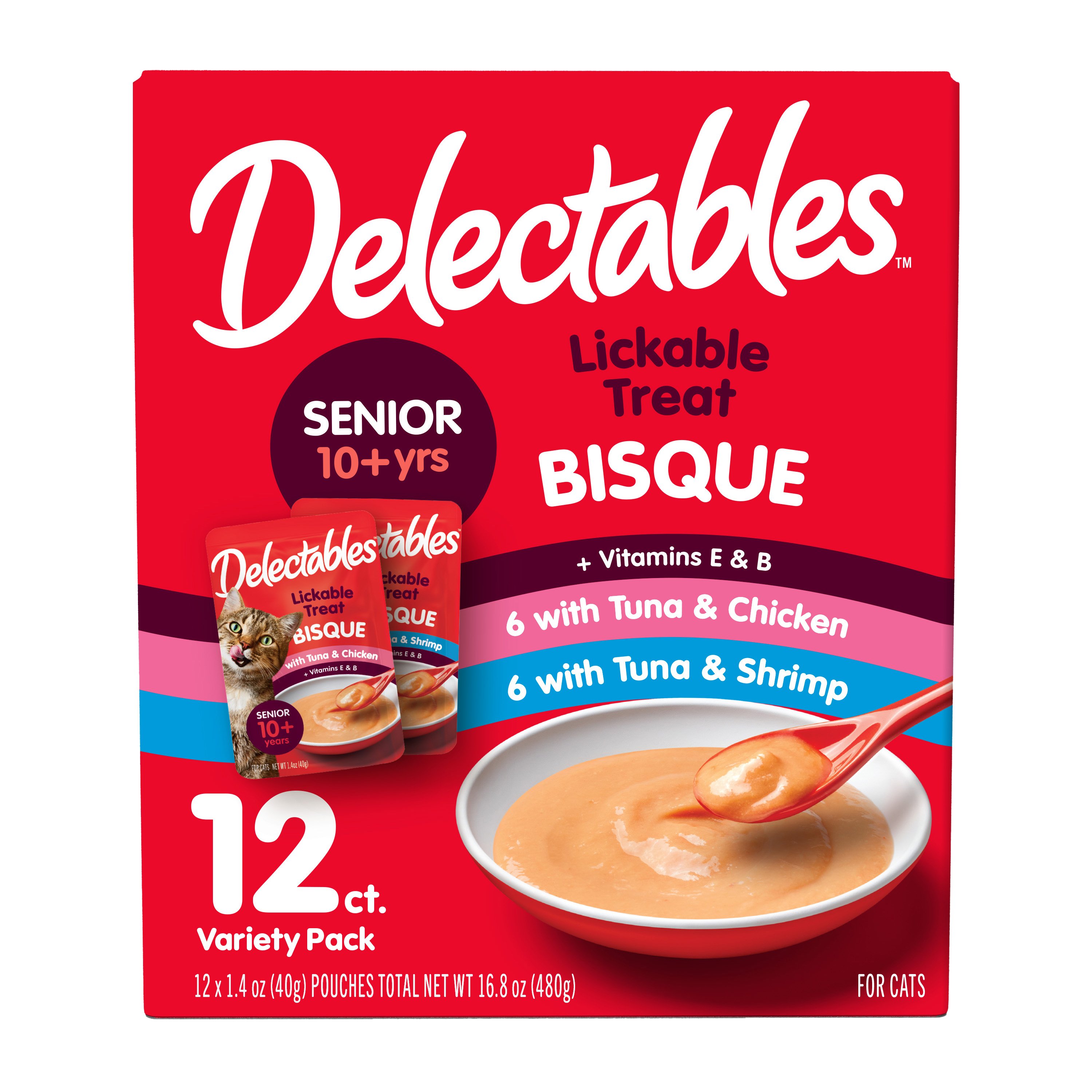 Hartz Delectables Lickable Treat Bisque Variety Pack Senior Wet Cat ...