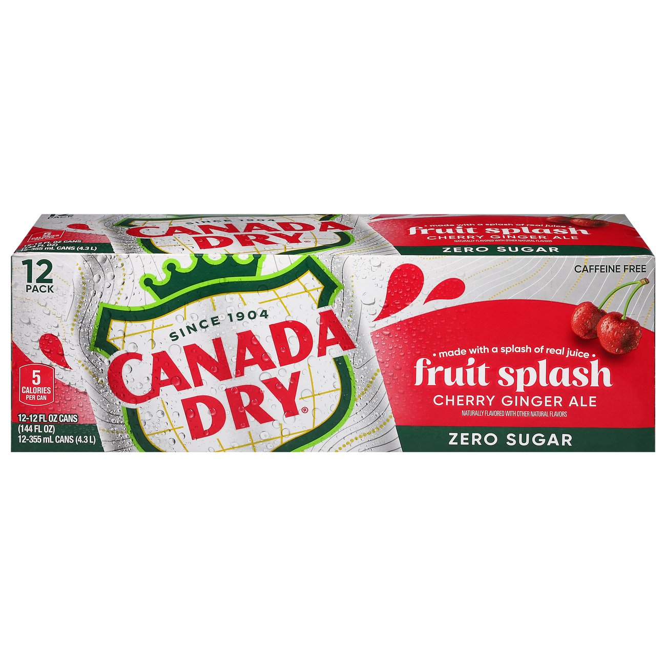 Canada Dry Fruit Splash Cherry Zero Ginger Ale 12 pk Cans - Shop Soda ...
