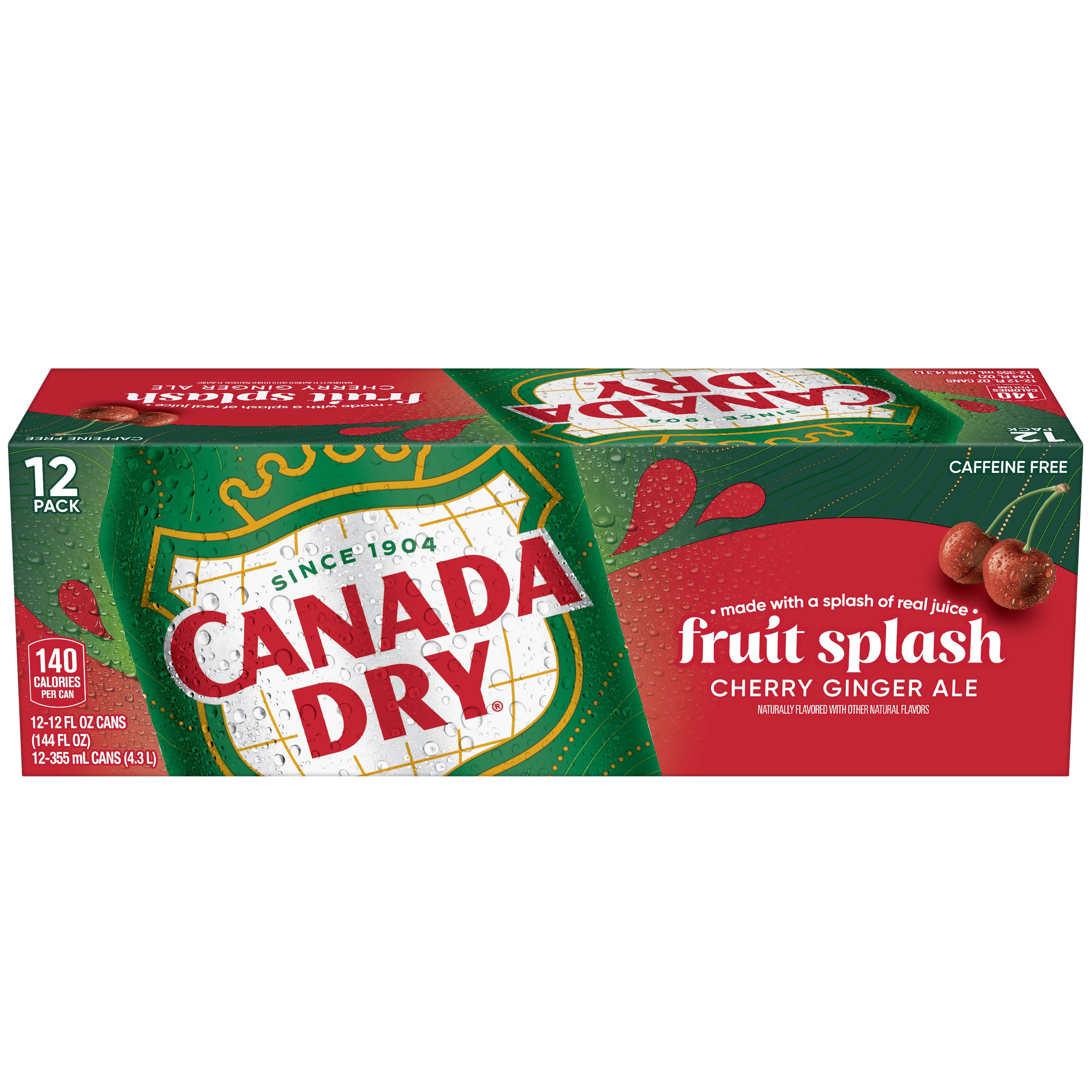 Canada Dry Fruit Splash Cherry Ginger Ale 12 pk Cans - Shop Soda at H-E-B
