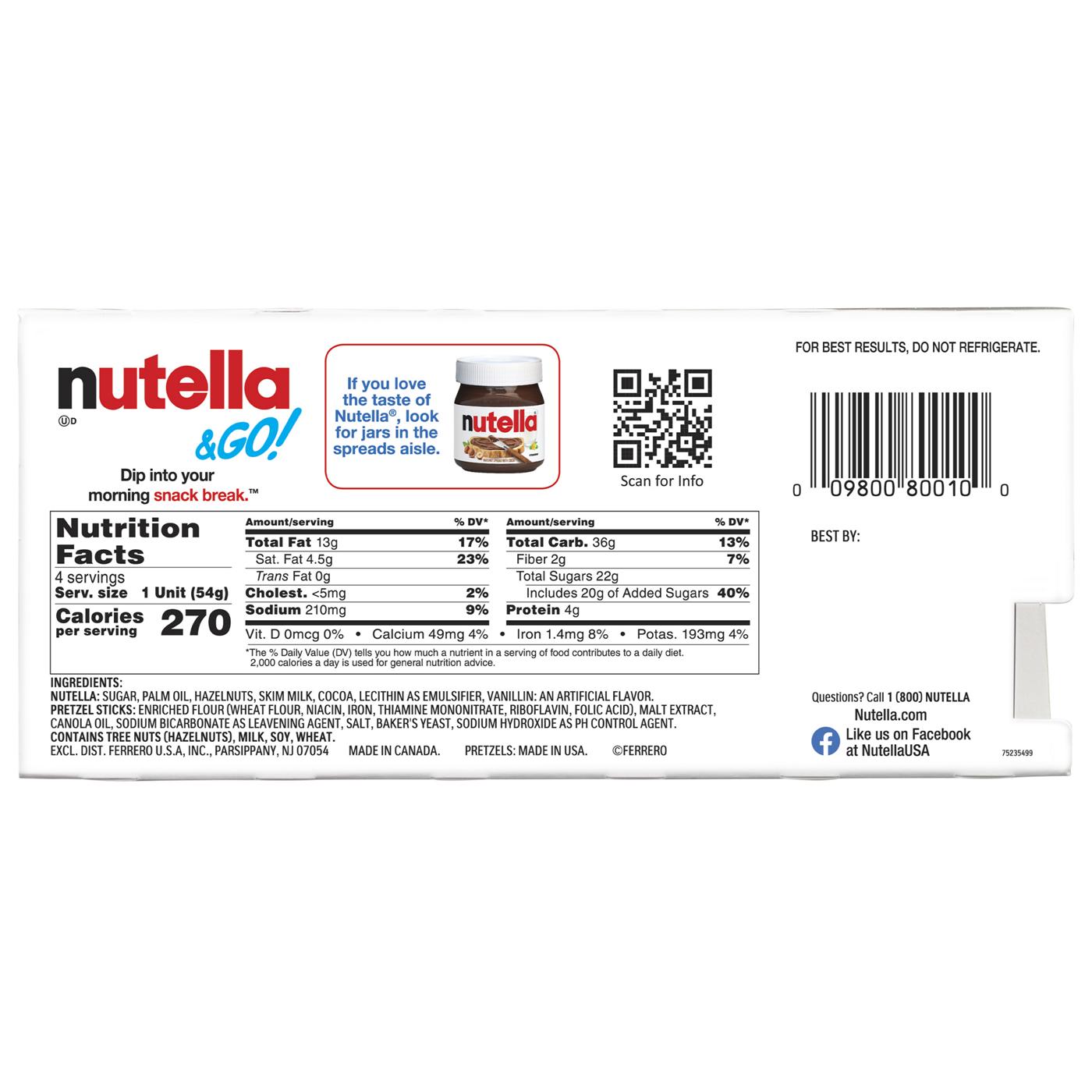 Nutella & Go! Hazelnut Spread + Pretzel Sticks Snack Packs - Shop ...