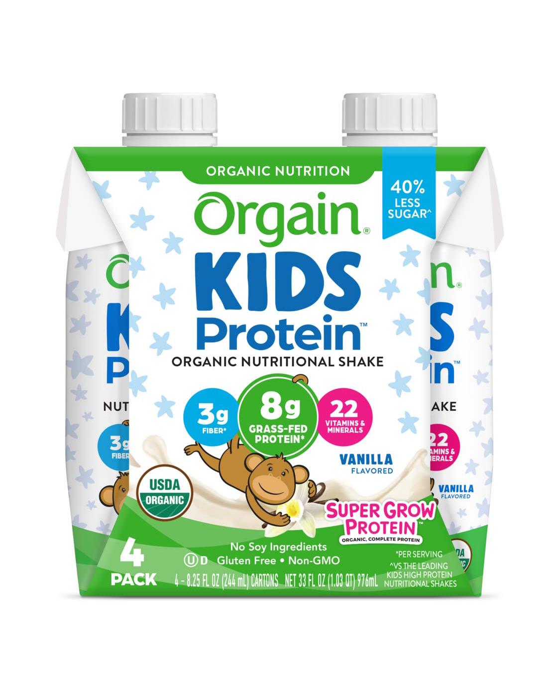 Orgain Kids' 8g Protein Shake 4 pk Cartons - Vanilla - Shop Shakes ...