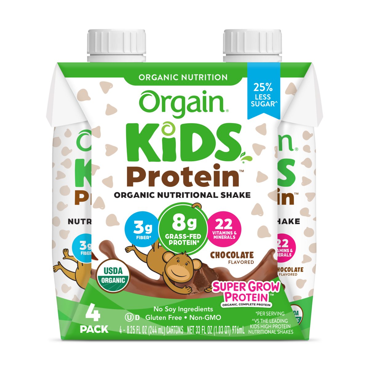 Orgain Kids' 8g Protein Shake 4 pk Cartons - Chocolate - Shop Shakes ...