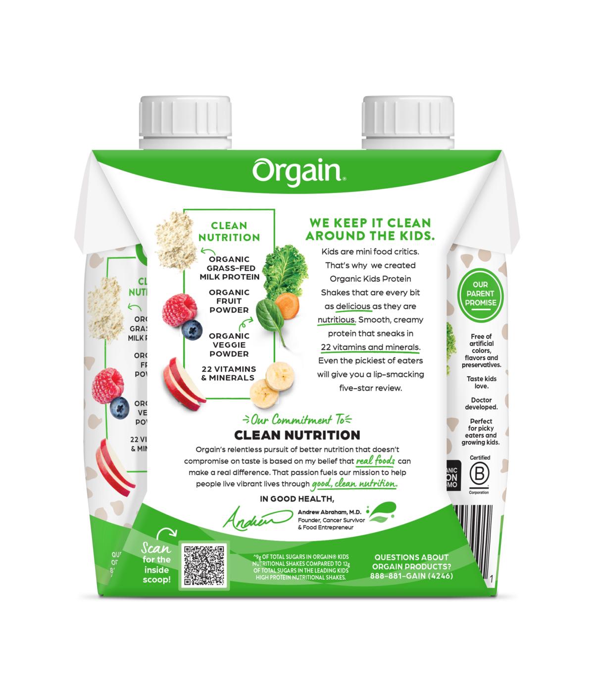 Orgain Kids' 8g Protein Shake 4 pk Cartons - Chocolate - Shop Shakes ...