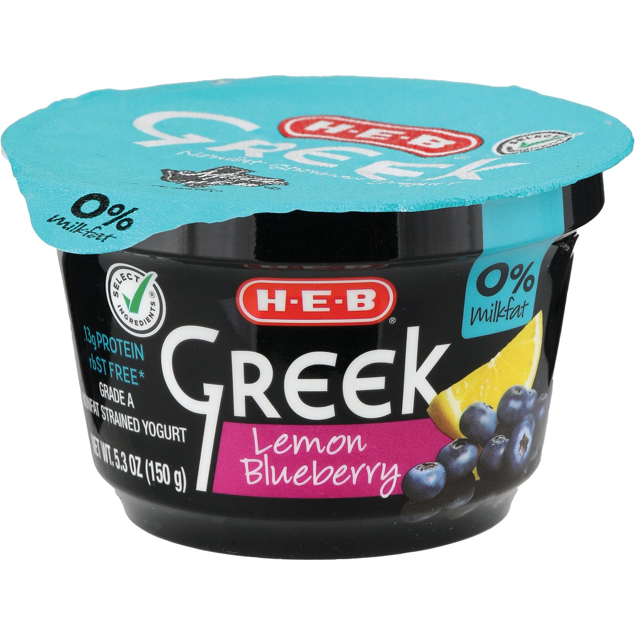H-E-B 13g Protein Nonfat Greek Yogurt - Lemon Blueberry - Shop Yogurt ...