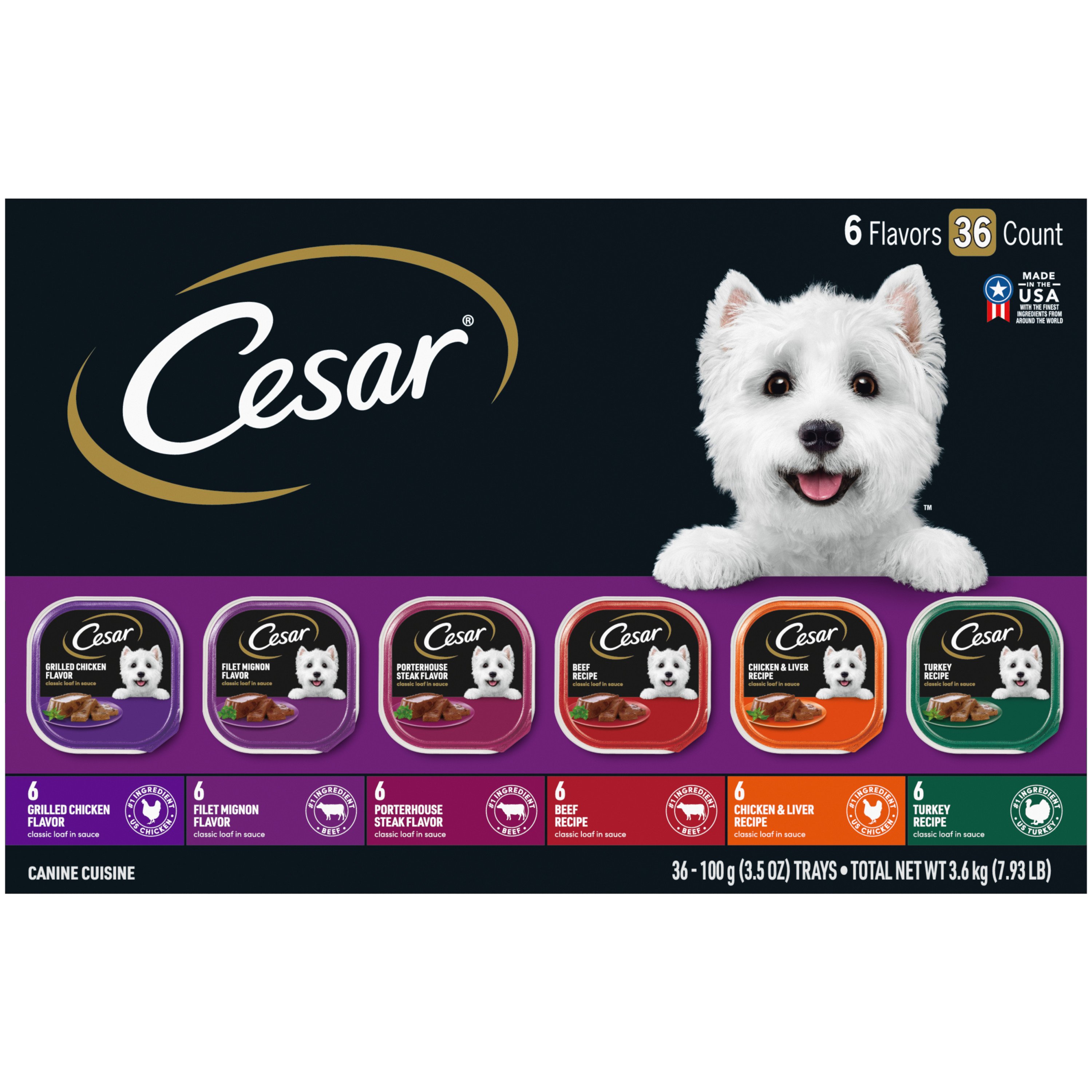 Cesar Wet Dog Food Classic Loaf in Sauce Easy Peel Trays - Grilled ...