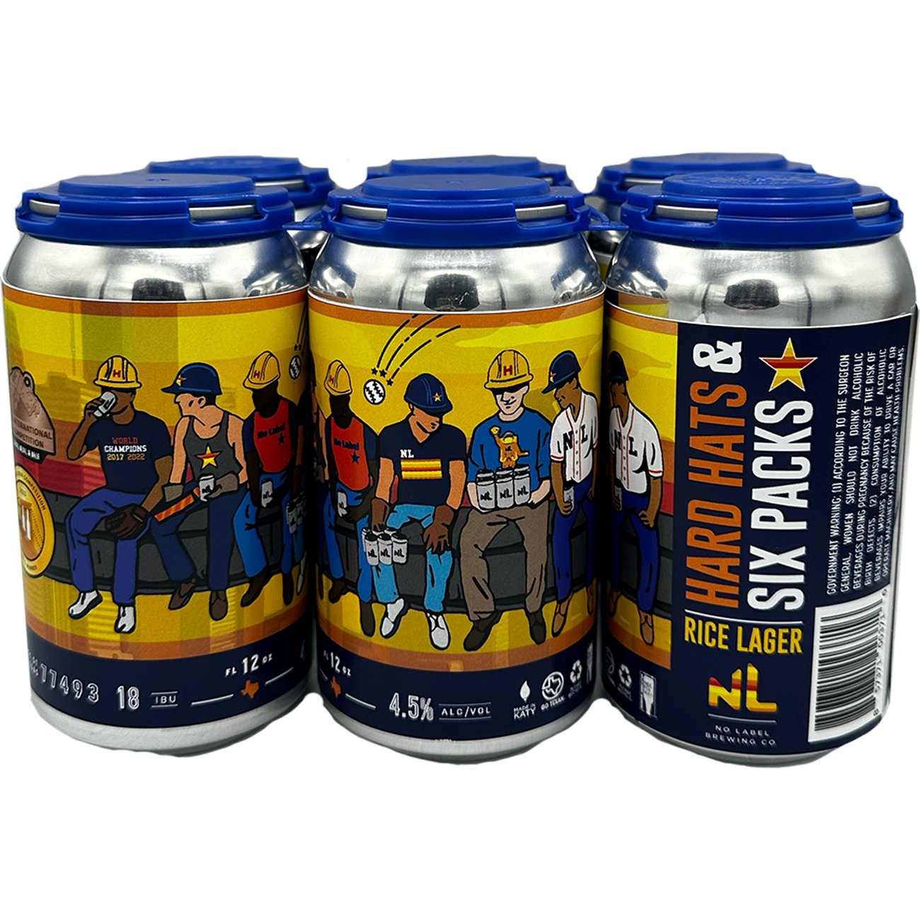No Label Brewing Hard Hats & Six Packs Rice Lager Craft Beer 6 pk Cans ...
