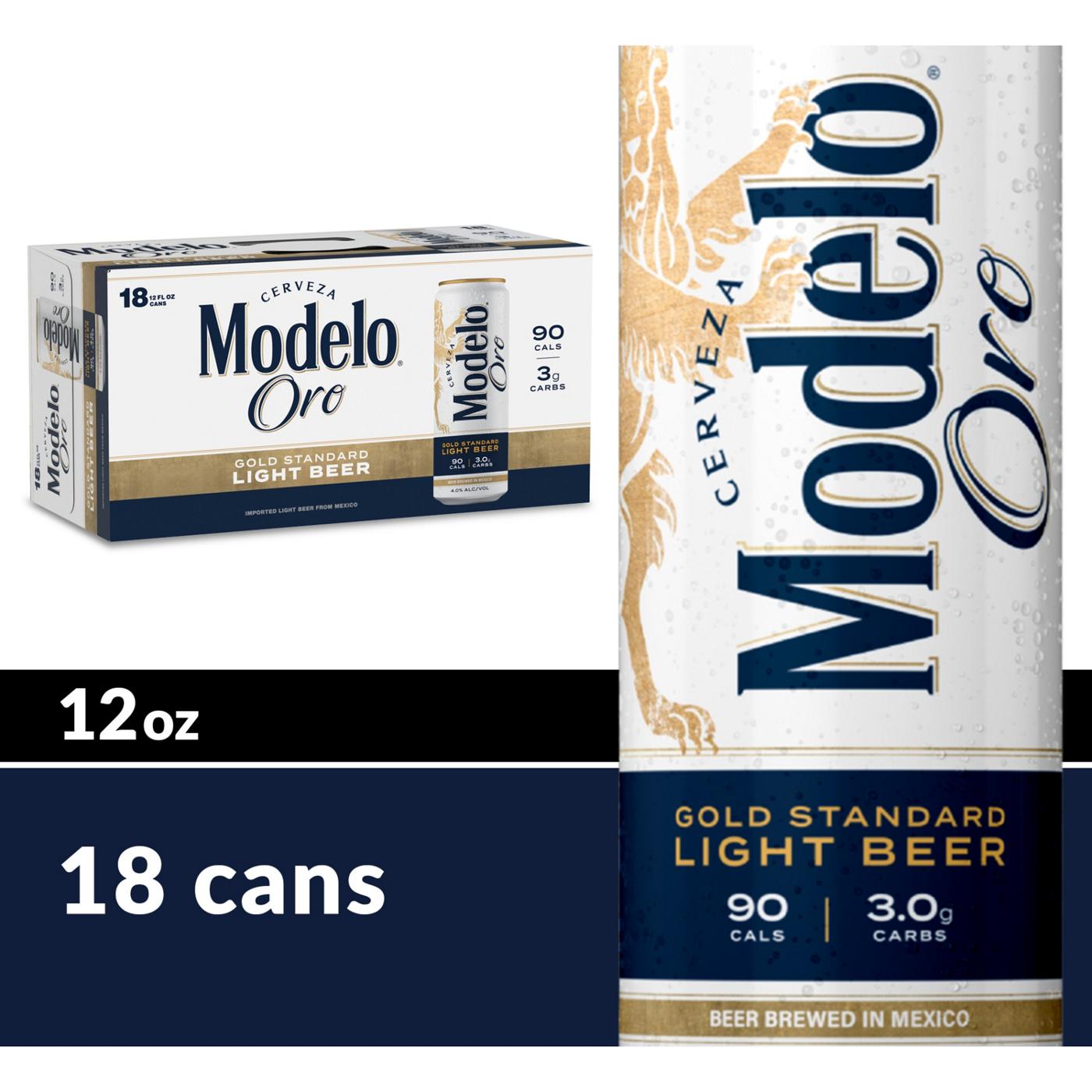 Modelo Oro Mexican Lager Import Lower Calorie Light Beer 18 pk Cans ...