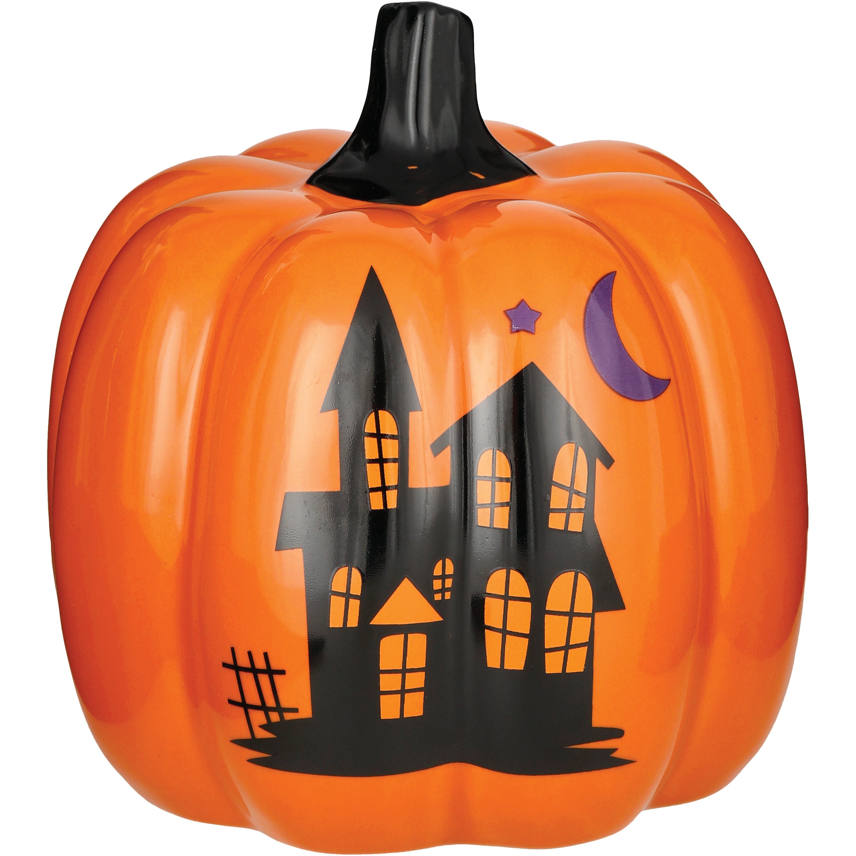 Destination Holiday Halloween Haunted House Ceramic Pumpkin - Orange ...