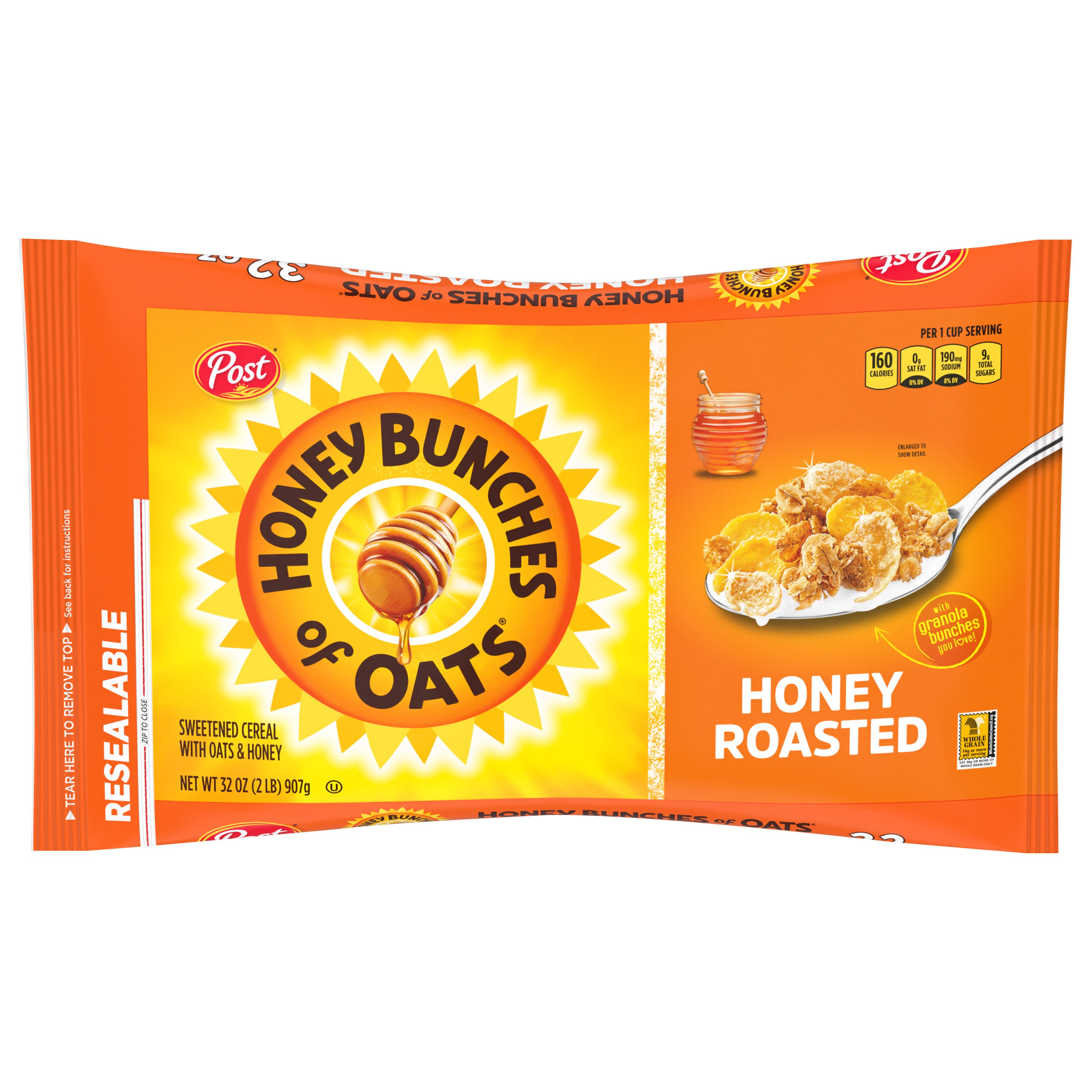 Post Honey Bunches of Oats Honey Roasted Cereal Bag - Shop Cereal at H-E-B