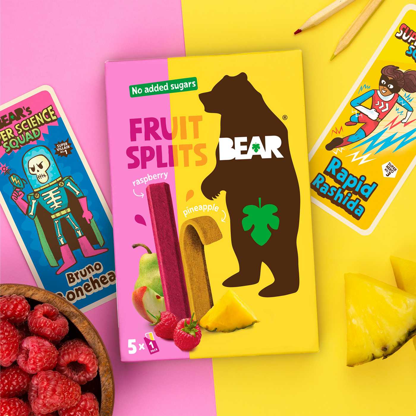 Bear Fruit Splits - Raspberry & Pineapple - Shop Fruit snacks at H-E-B