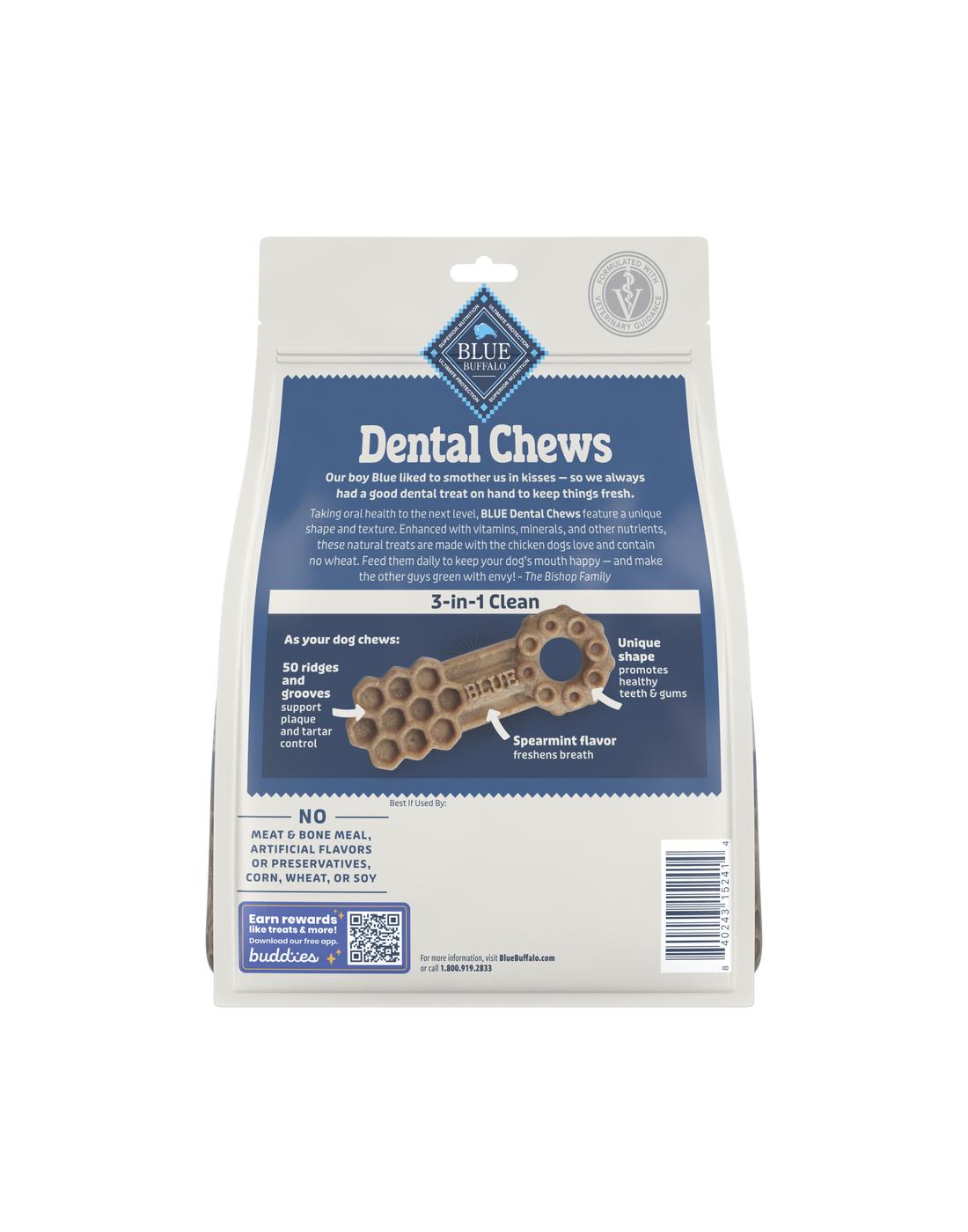 Blue Buffalo Dental Chews Chicken & Spearmint Large Dog Treats - Shop ...