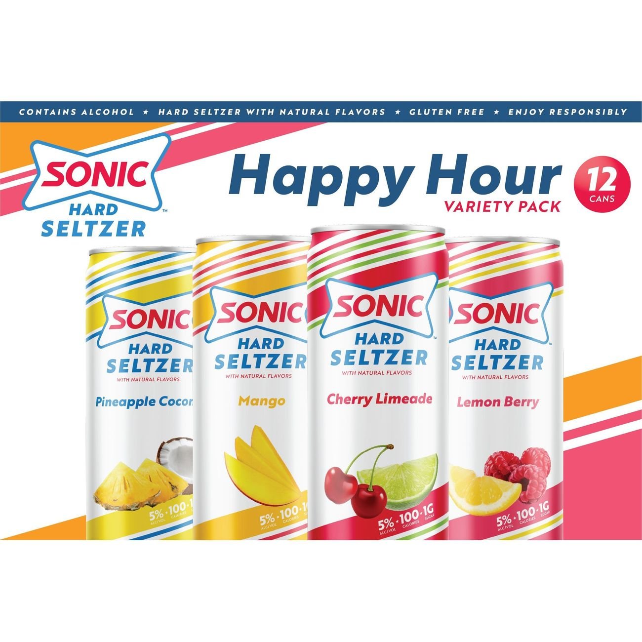 Sonic Hard Seltzer Happy Hour Variety 12 pk Cans - Shop Malt beverages ...