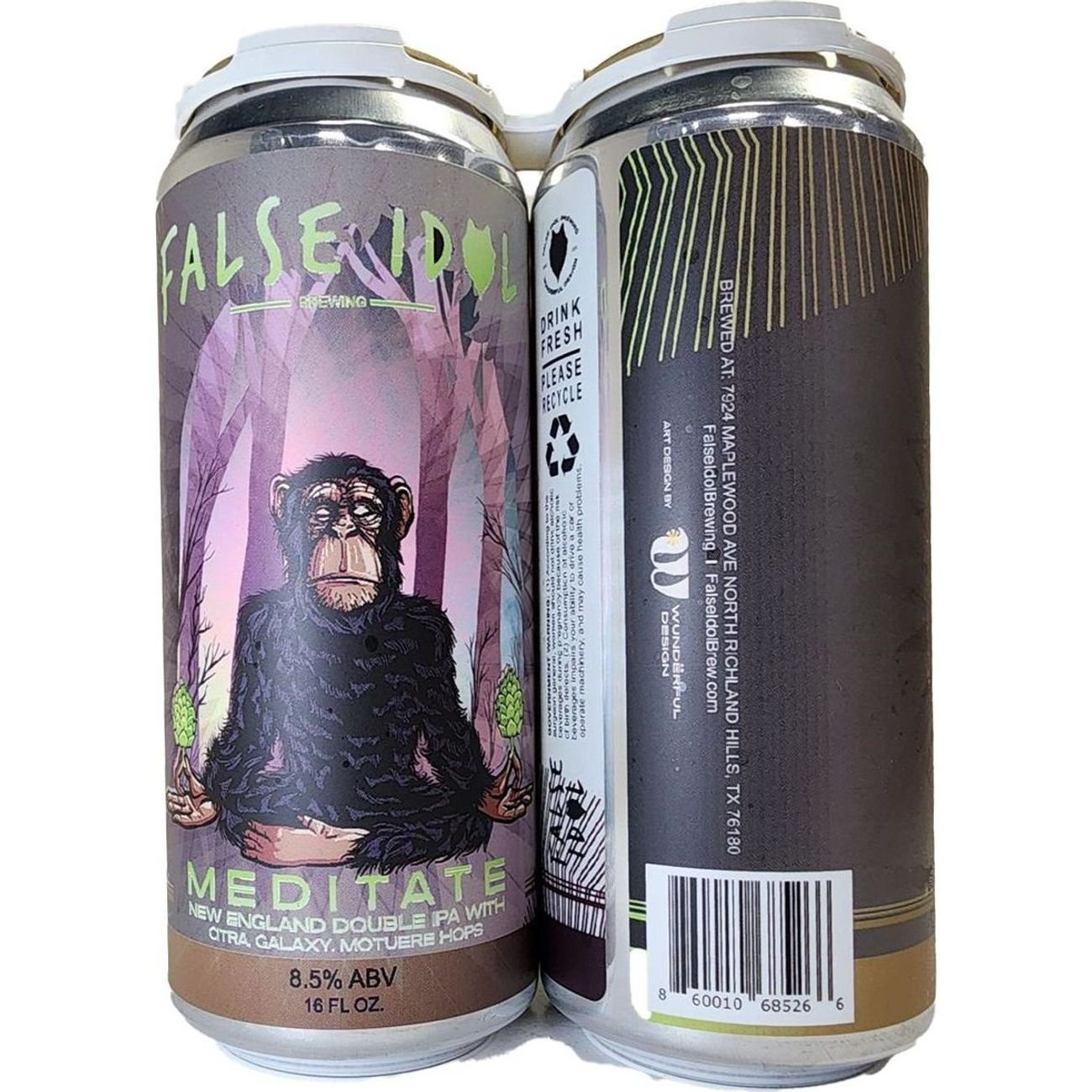 False Idol Brewing Meditate New England Double IPACraft Beer 4 pk Cans ...