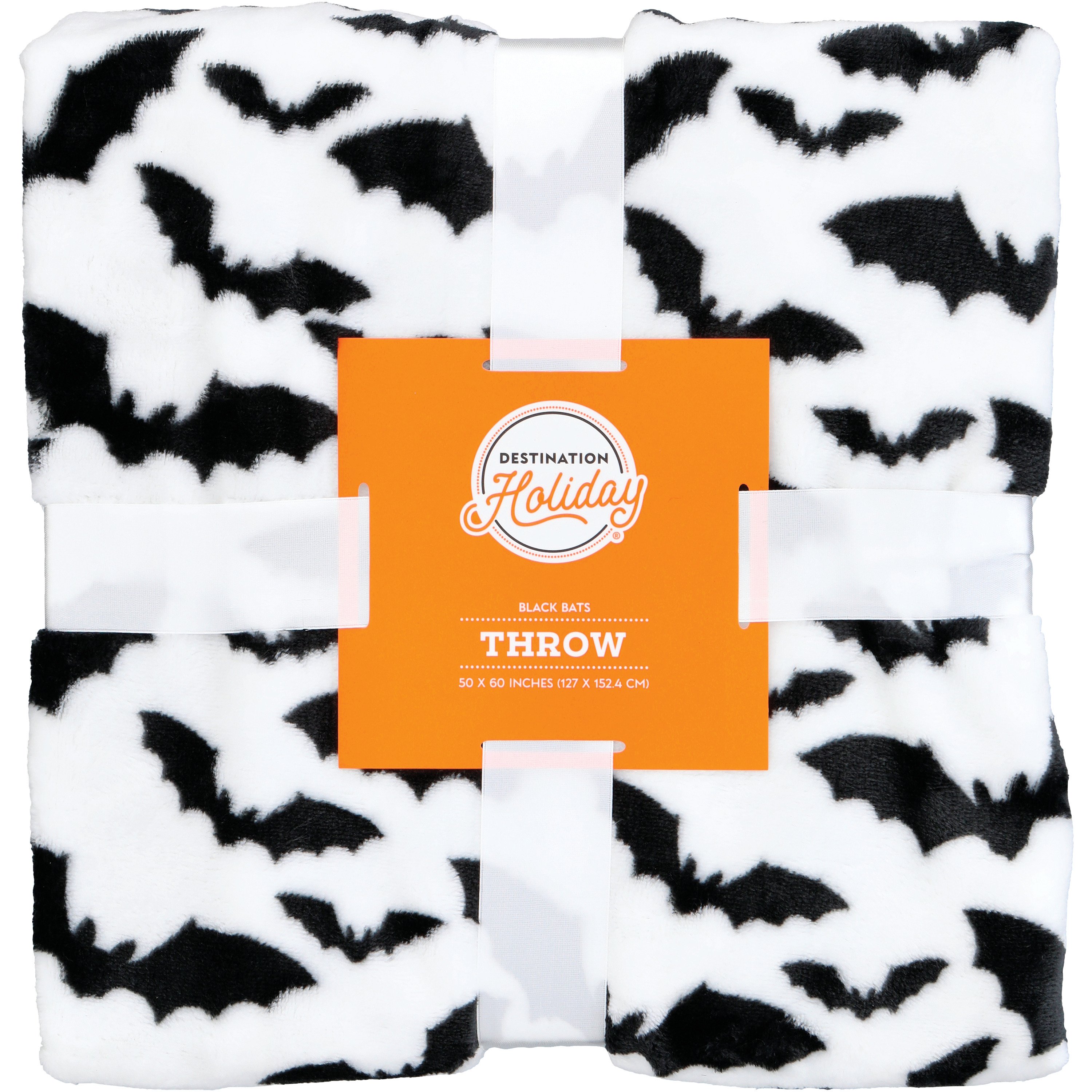 Destination Holiday Halloween All Over Bats Throw Blanket - White ...