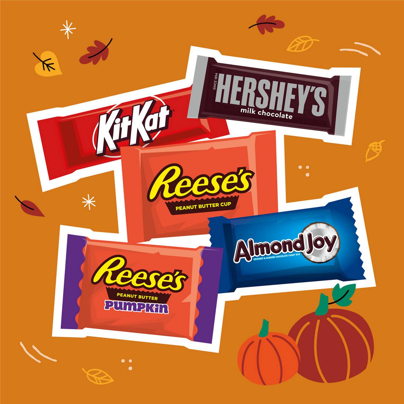 Hershey's, Kit Kat, Reese's, & Almond Joy Assorted Snack Size Halloween ...