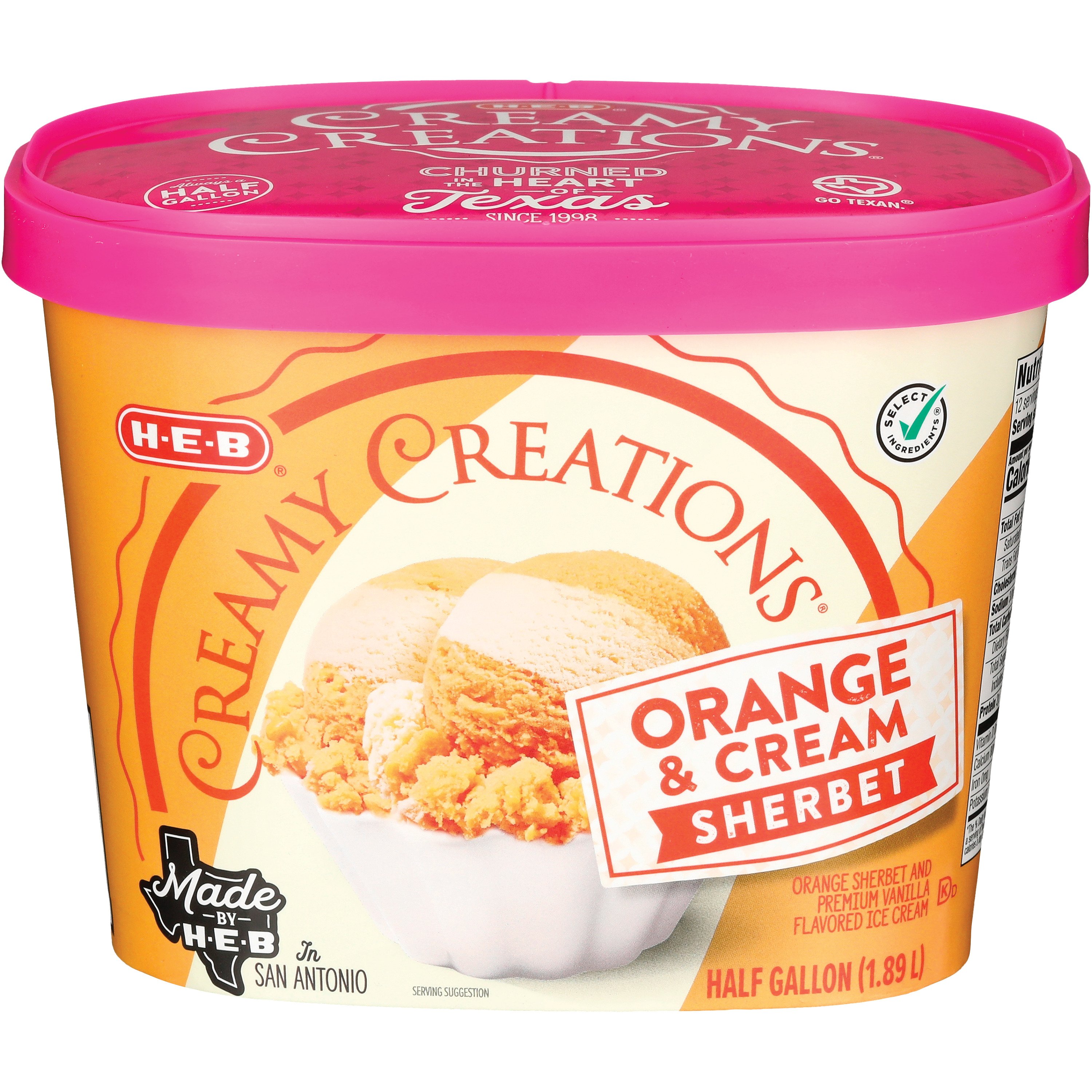 H-E-B Creamy Creations Orange Cream Swirl Sherbet - Shop Ice cream at H-E-B