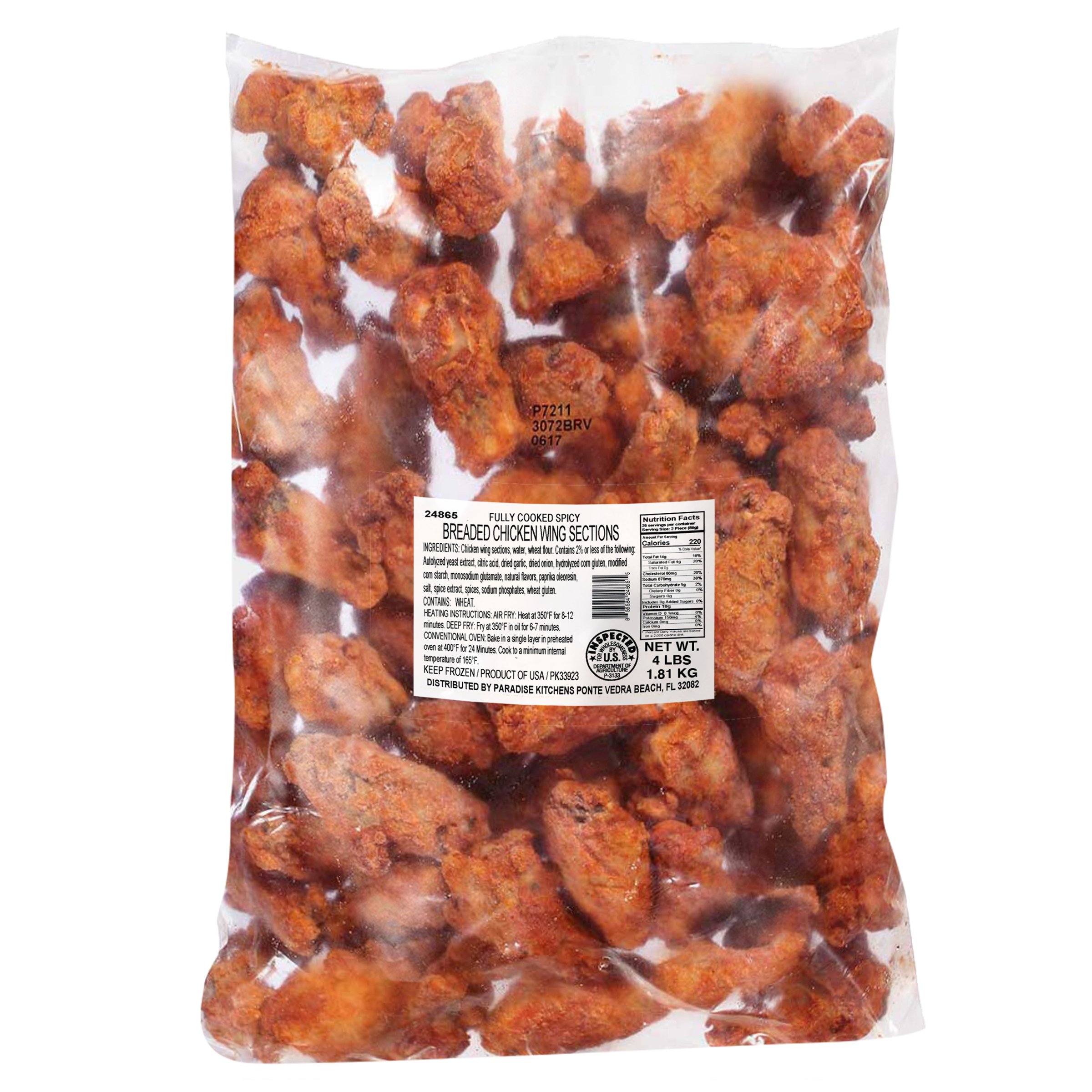 Eastern Quality Foods Frozen Fully Cooked Breaded Spicy Chicken Wing ...