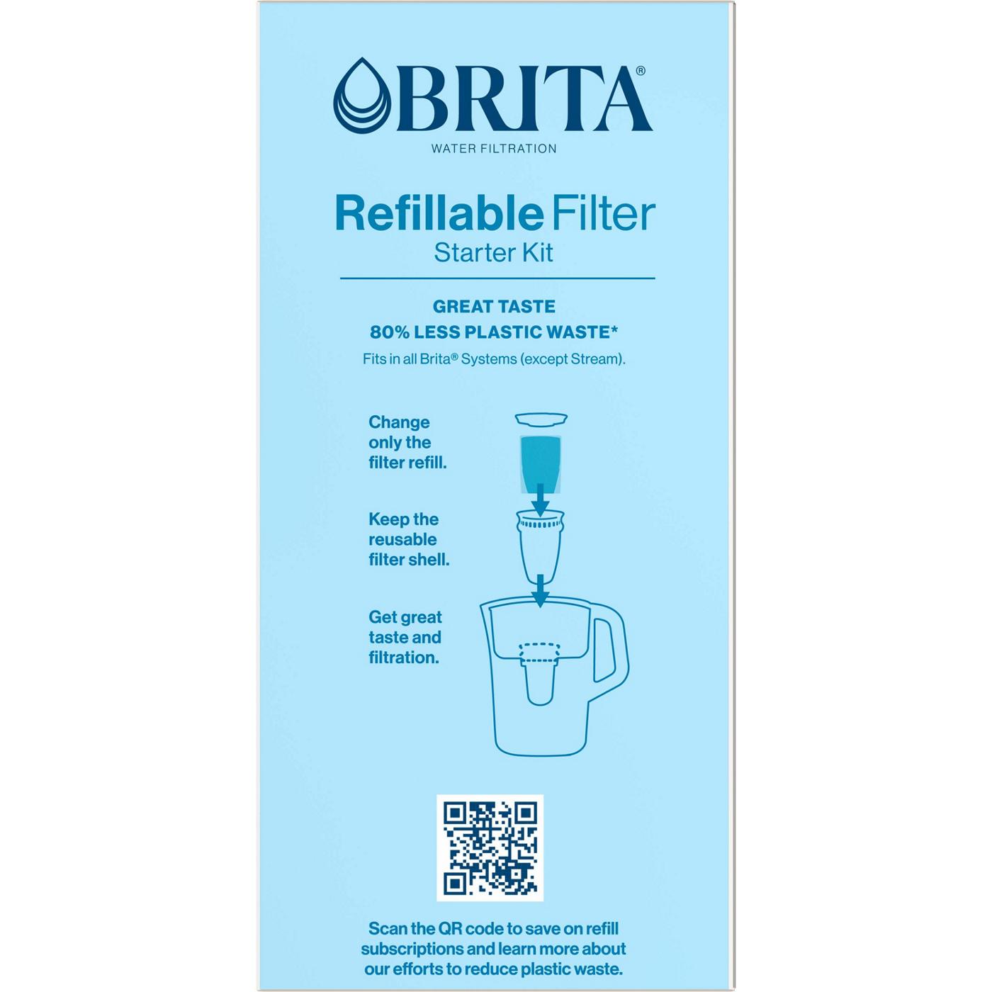Brita Refillable Water Filtration Starter Kit with 1 Reusable Filter ...