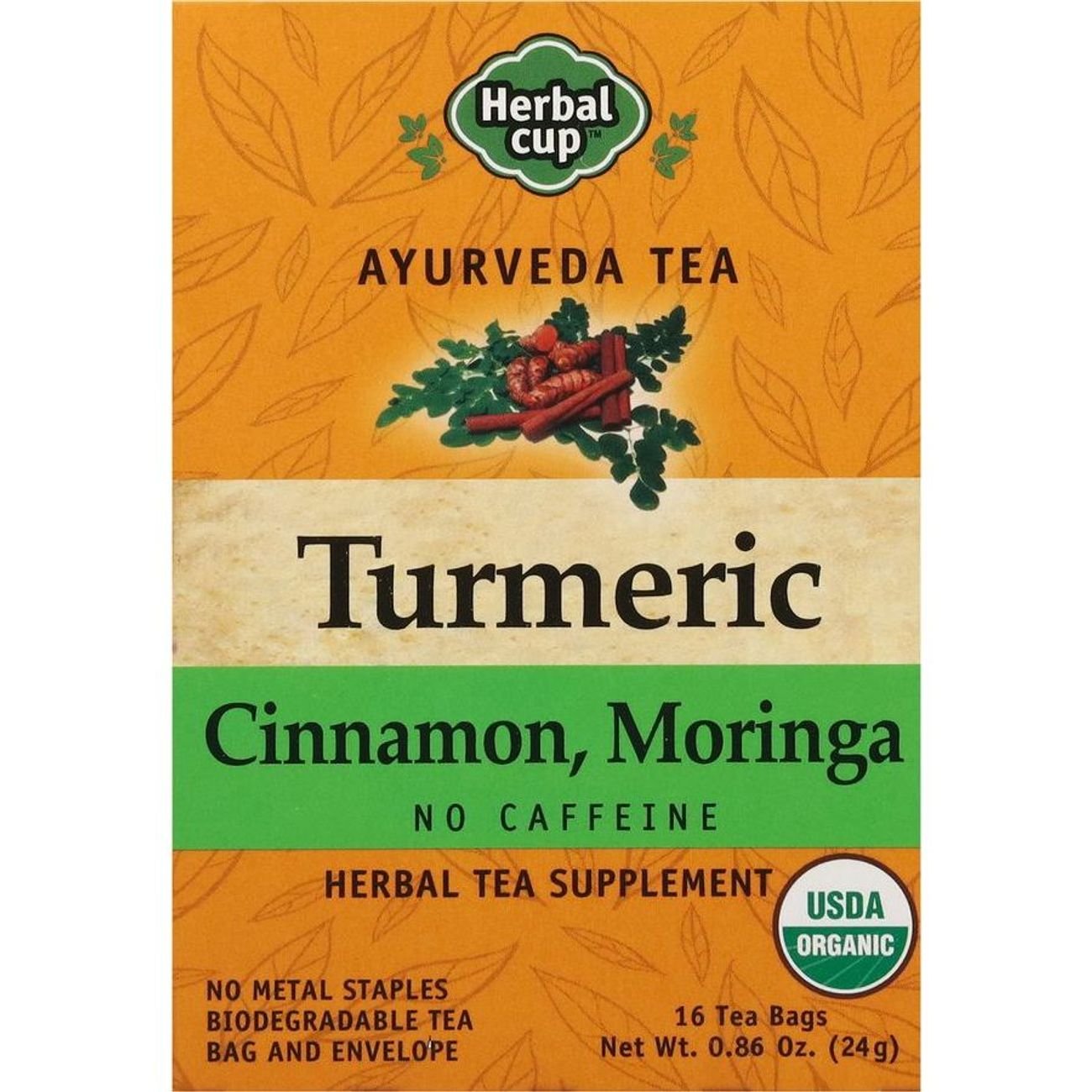 Herbal Cup Caffeine Free Herbal Tea Bags - Turmeric Cinnamon Moringa ...