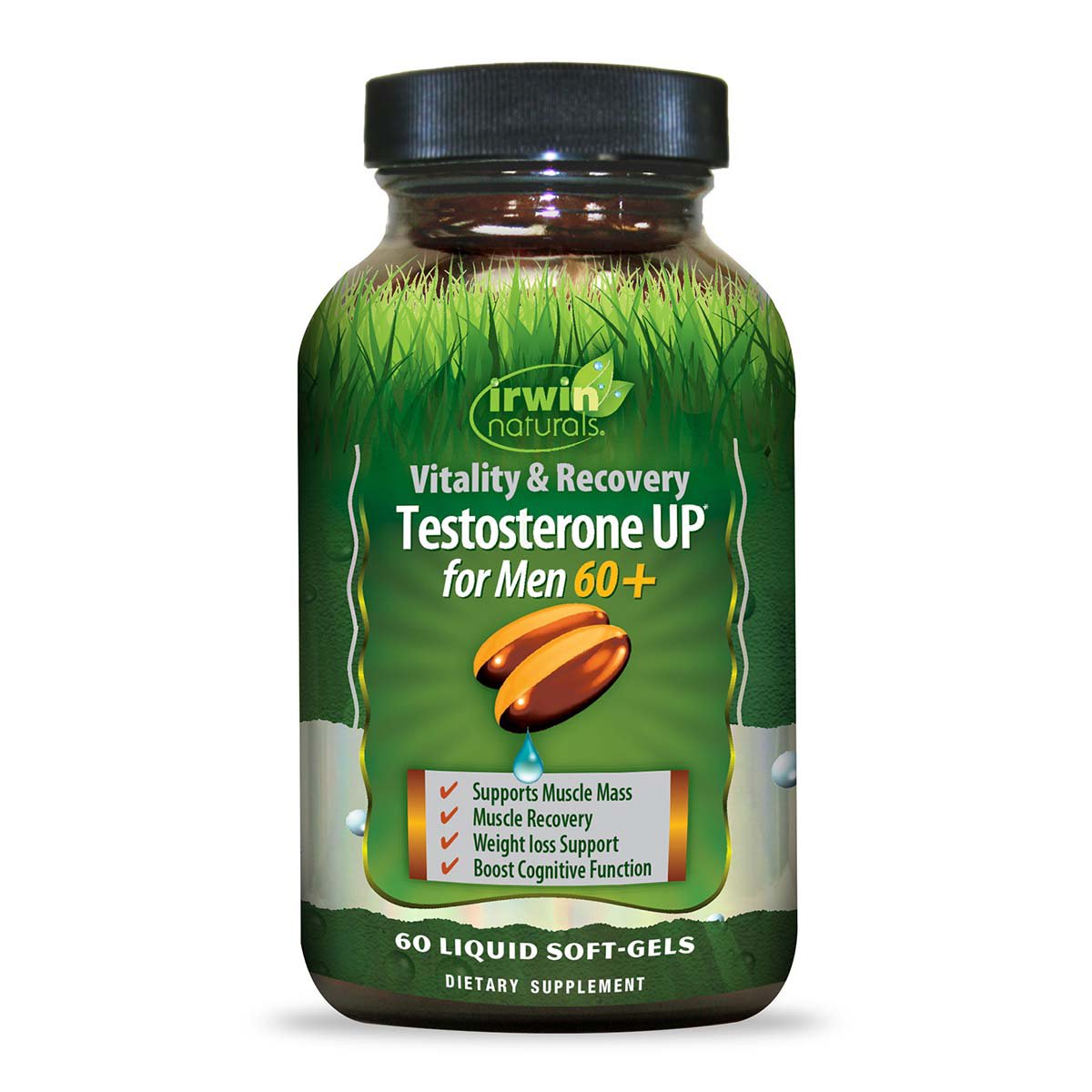 Irwin Naturals Men's 60+ Testosterone Up Vitality & Recovery Softgels ...