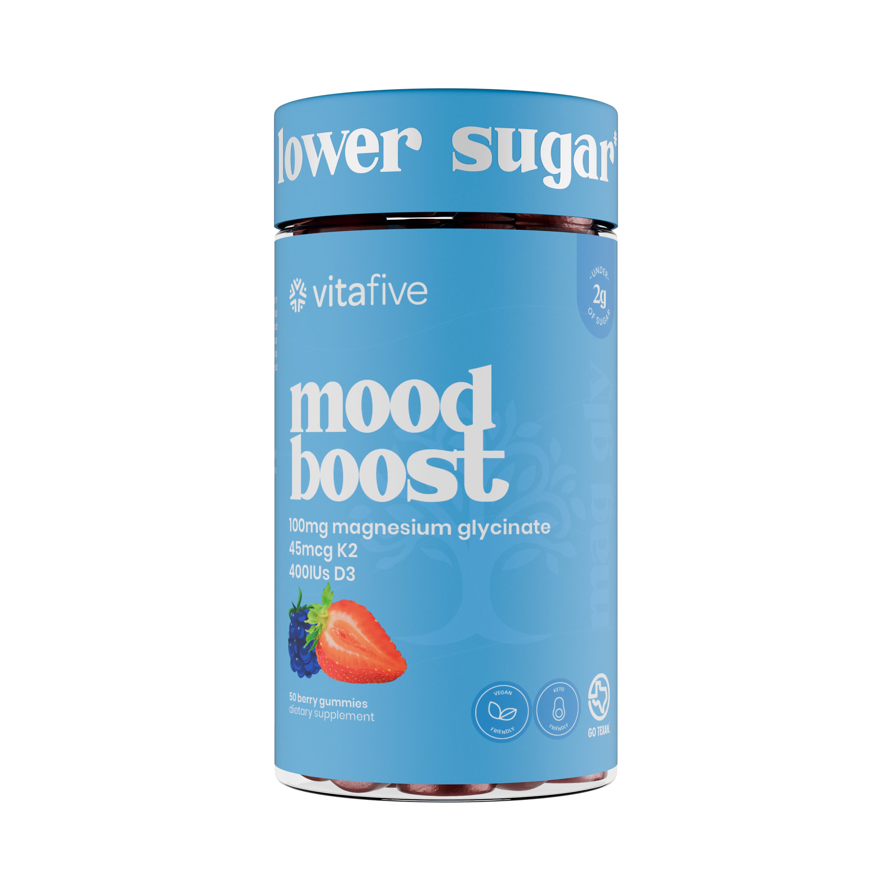 Vitafive Low Sugar Mood Boost 100 mg Magnesium Berry Gummies - Shop ...