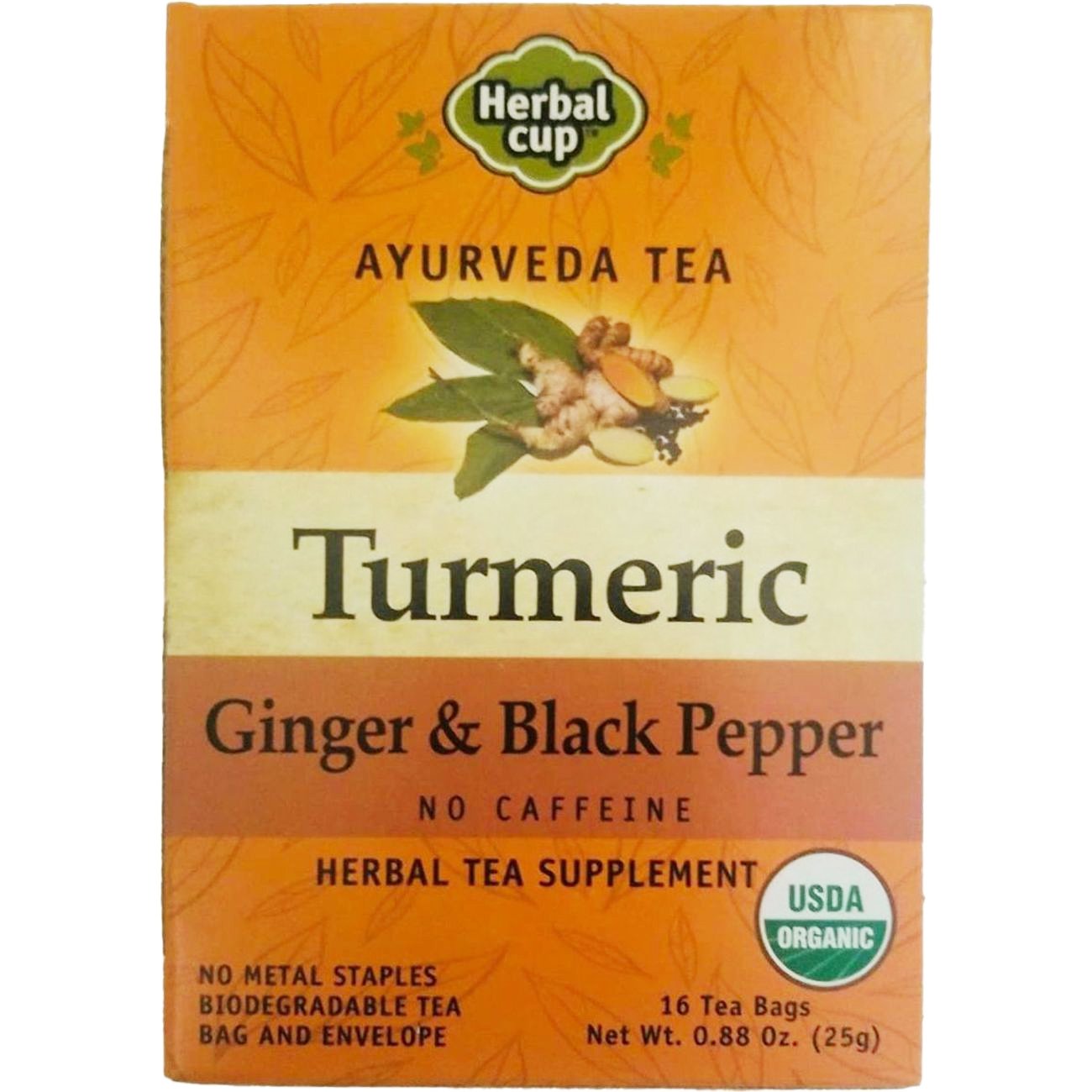 Herbal Cup Caffeine Free Herbal Tea Bags - Turmeric Ginger & Black ...