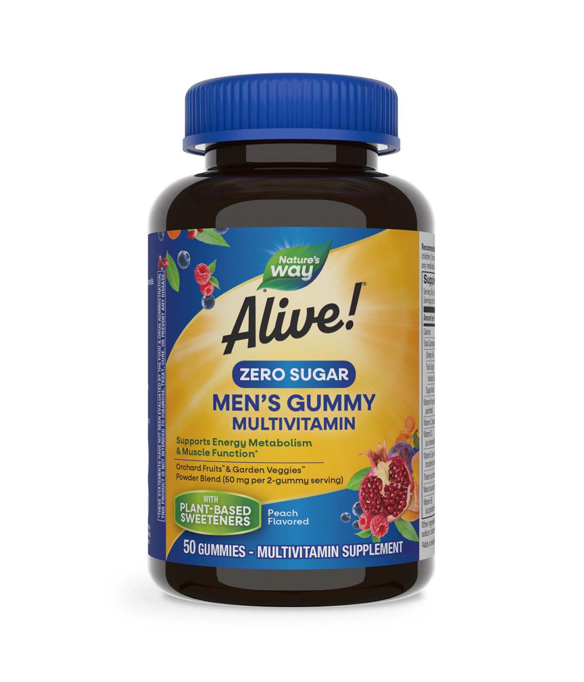Nature's Way Alive! Zero Sugar Men's Multivitamin Gummies - Peach ...