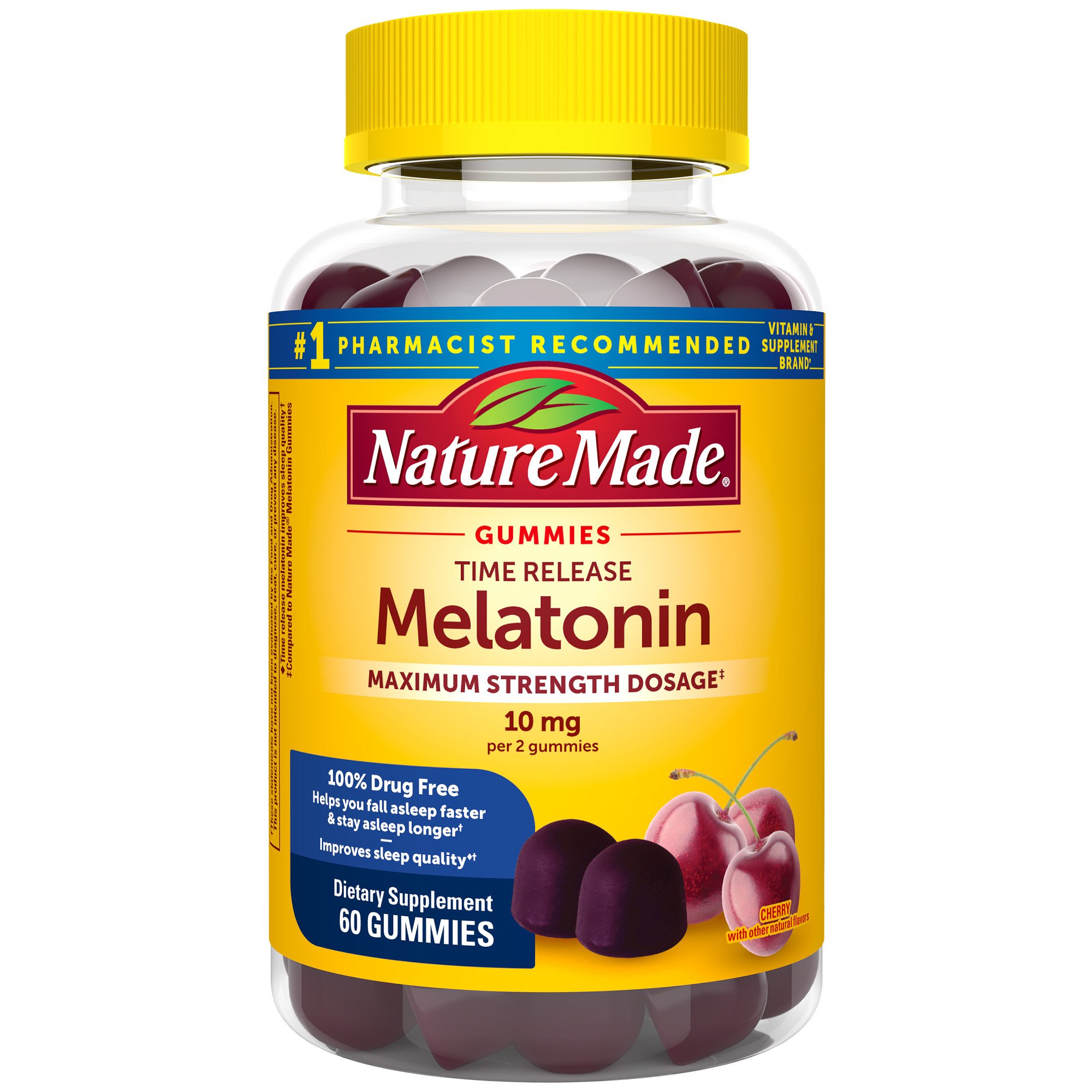 Nature Made Time Release Melatonin Maximum Strength 10 mg Gummies ...