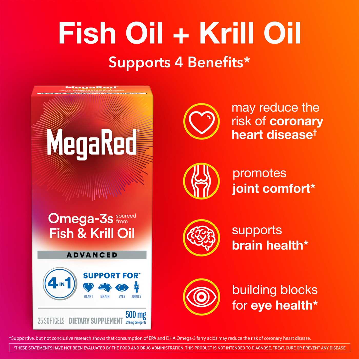 MegaRed Advanced 4 in 1 Omega-3s Fish & Krill Oil Softgels - Shop Diet ...
