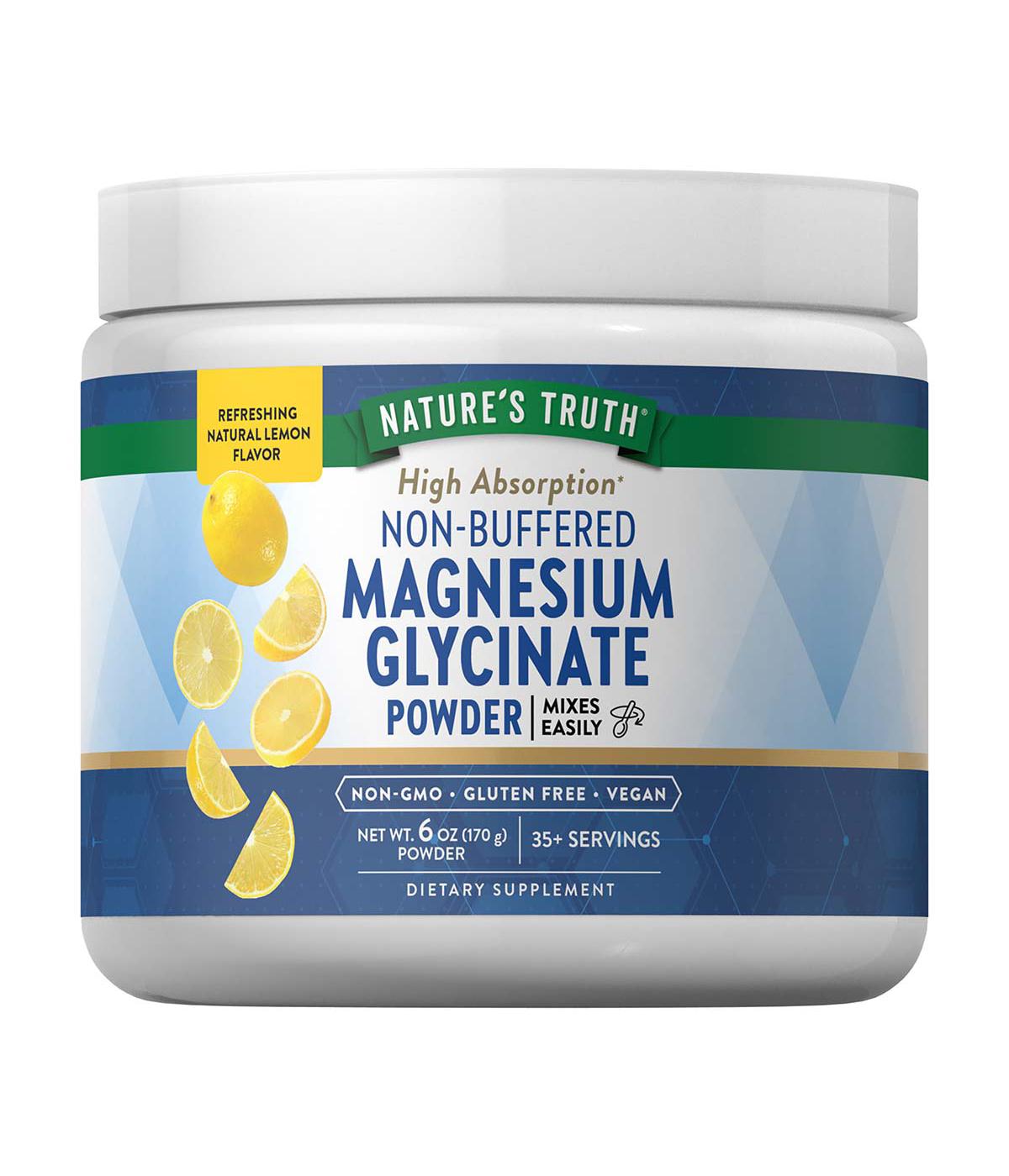 Nature's Truth Non-Buffered Magnesium Glycinate Powder- Lemon Flavor ...