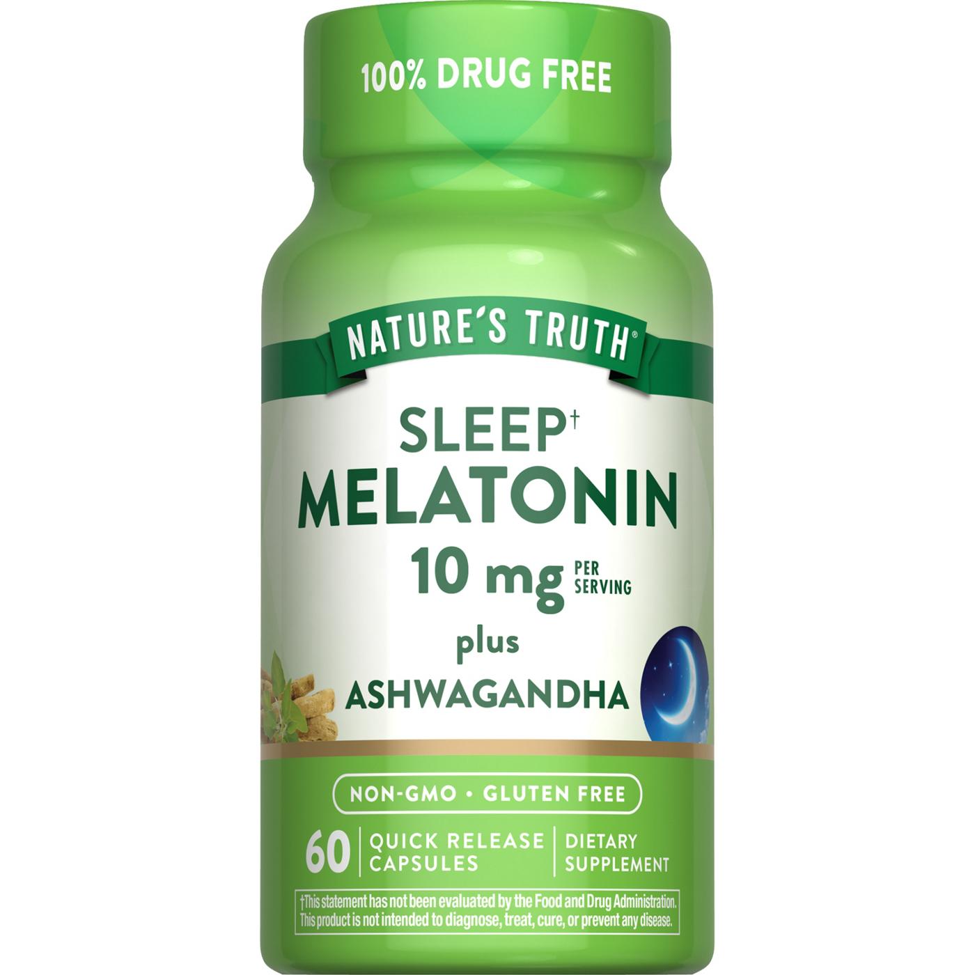 Nature's Truth Sleep Melatonin + Ashwagandha 10mg Quick-Release ...