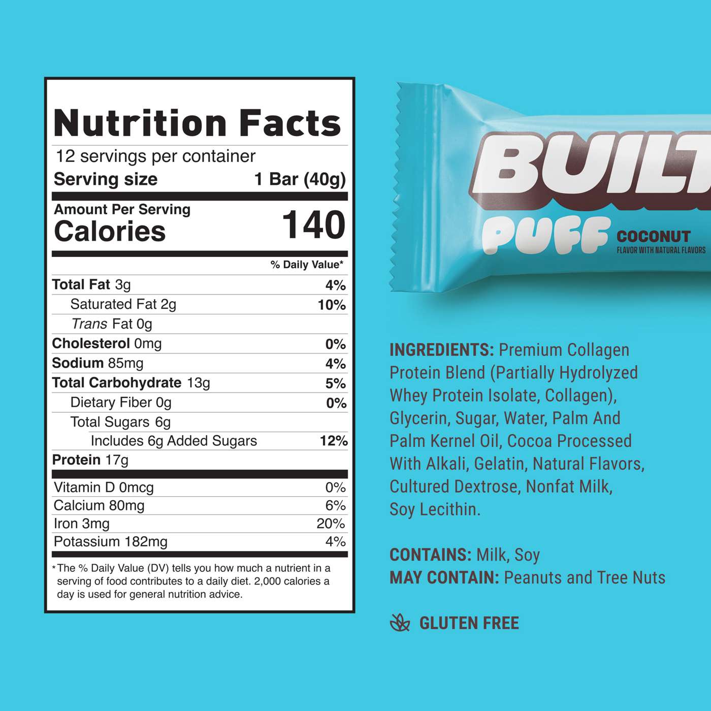 BUILT Puff 17g Protein Bar - Coconut - Shop Granola & snack bars at H-E-B