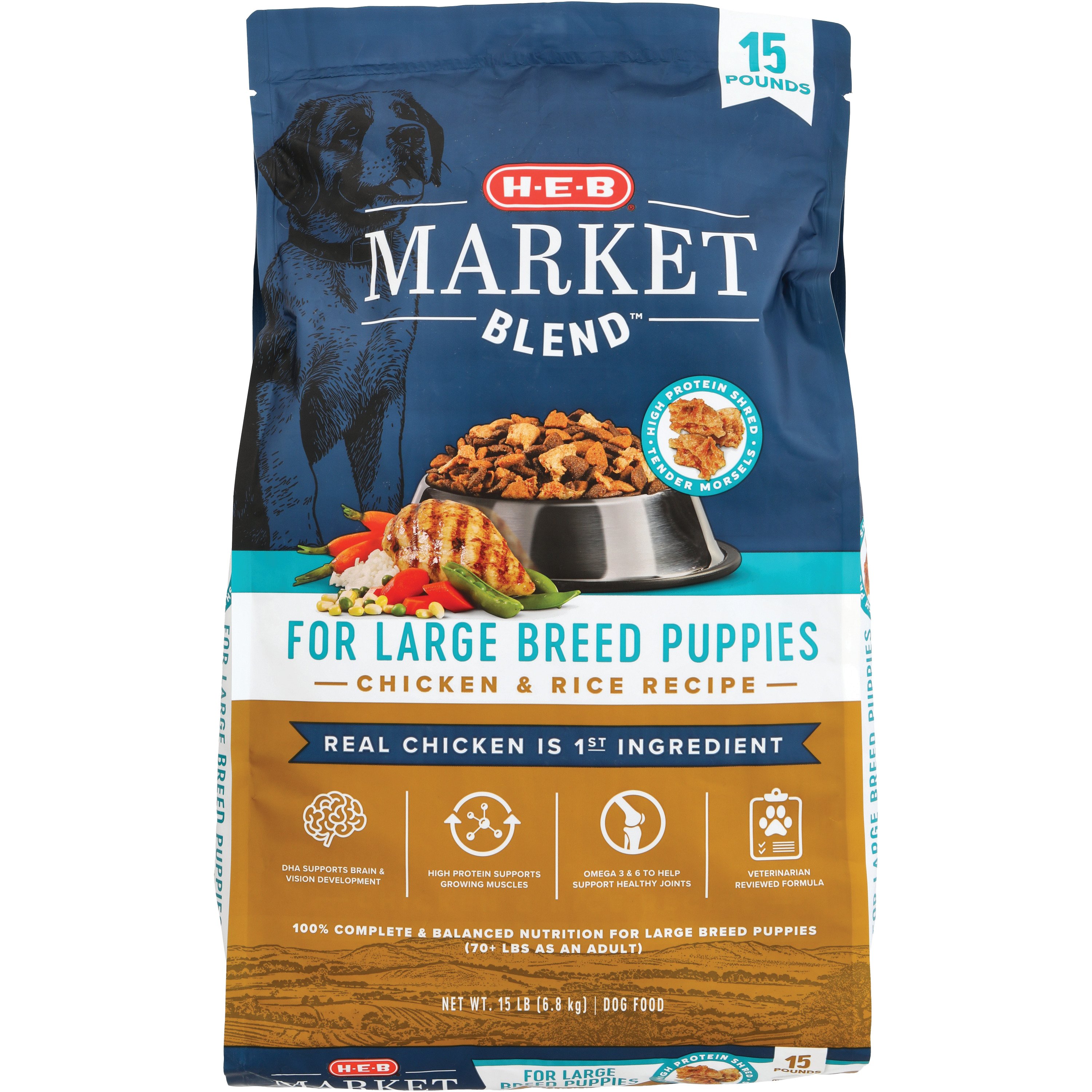 H-E-B Market Blend Large Breed Puppy Dry Dog Food – Chicken & Rice ...