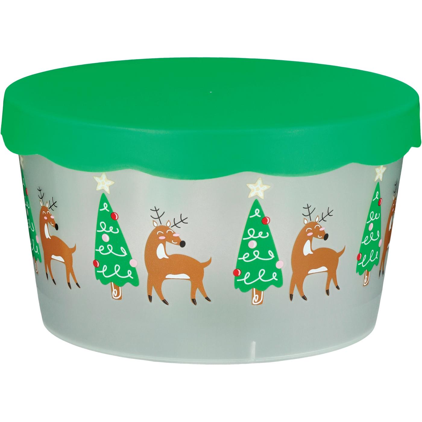Destination Holiday Round Christmas Food Storage Container - Reindeer ...