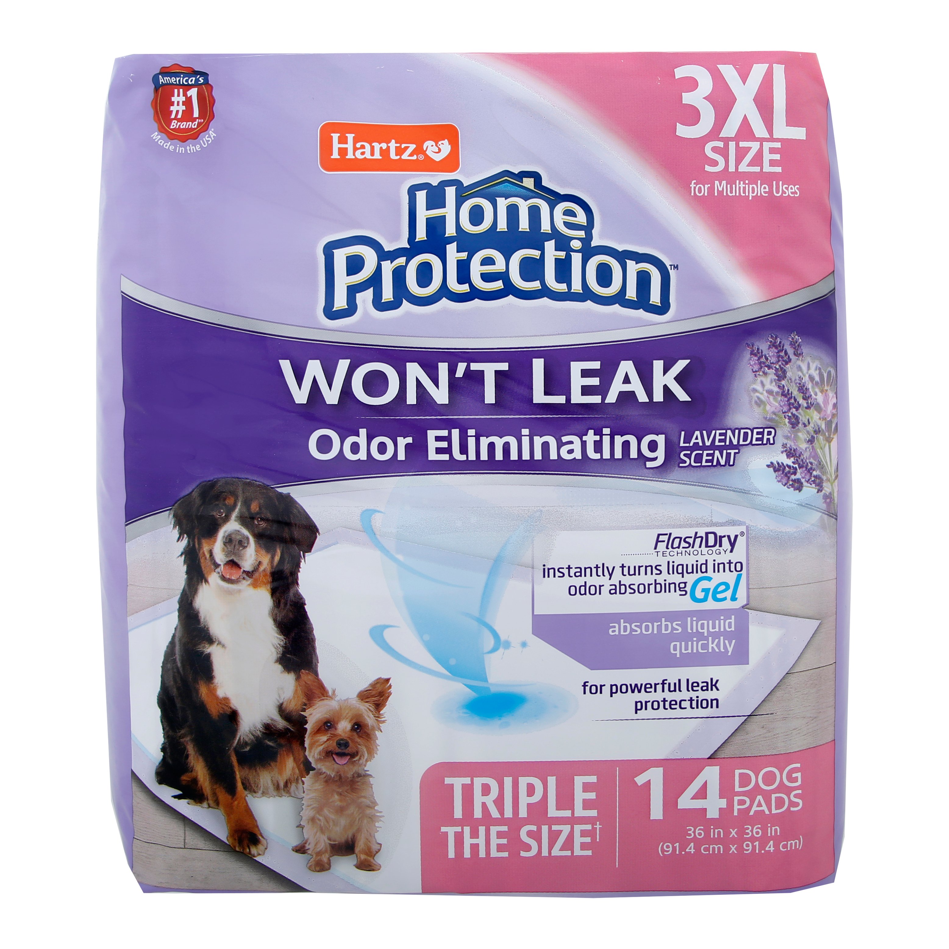 Hartz Home Protection Odor Eliminating 3XL Dog Pads - Lavender Scented ...