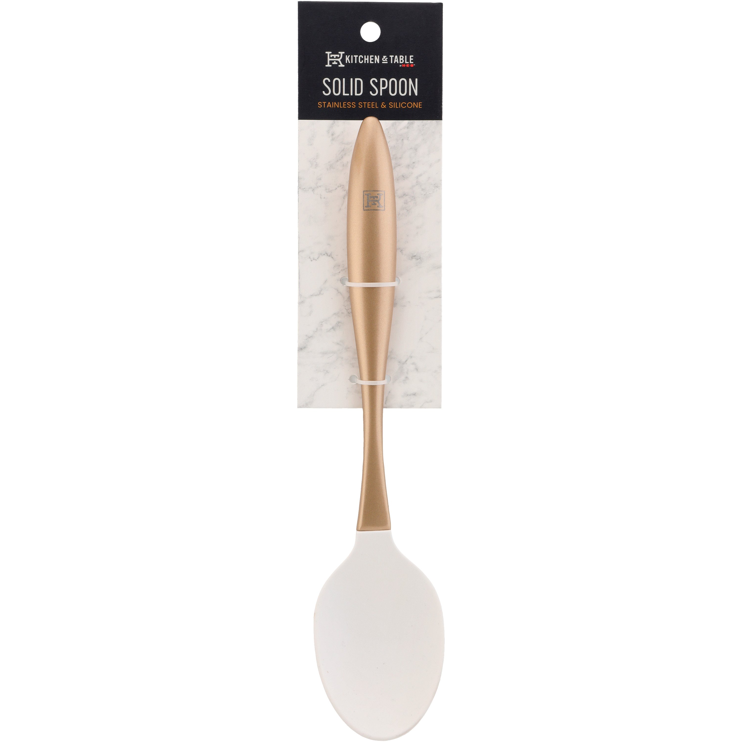 Kitchen & Table by H-E-B Stainless Steel & Silicone Solid Spoon - Gold ...