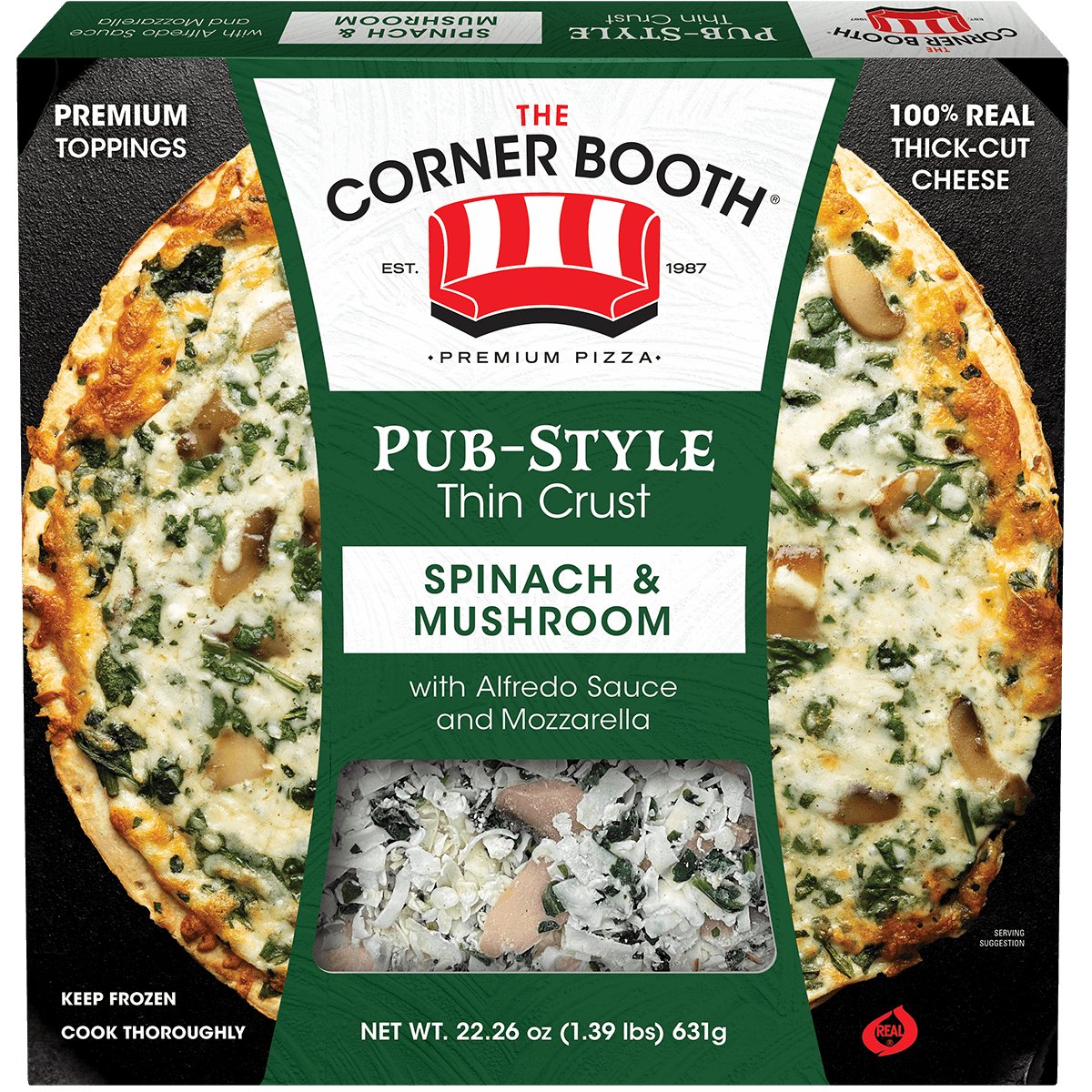 Corner Booth Spinach & Mushroom Pub-Style Thin Crust Pizza, 22.26 oz ...