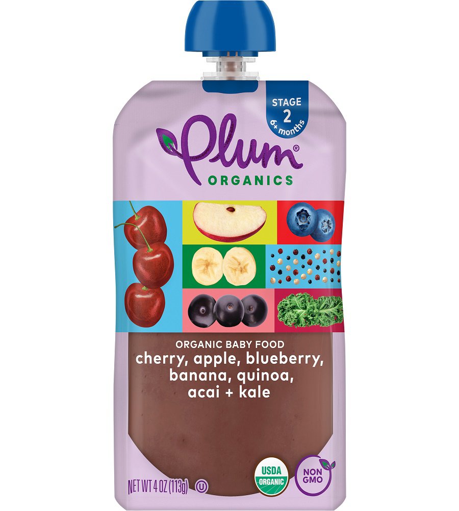 Plum Organics Baby Food Pouch - Cherry, Apple ,Blueberry, Banana ...